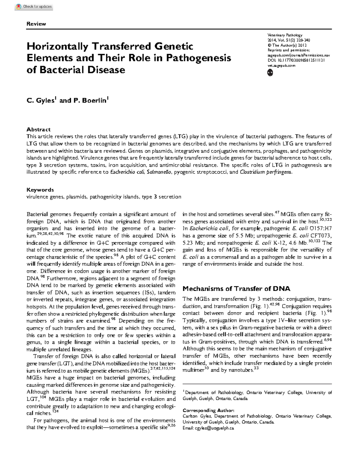 Transfert génétique - Review Horizontally Transferred Genetic Elements ...