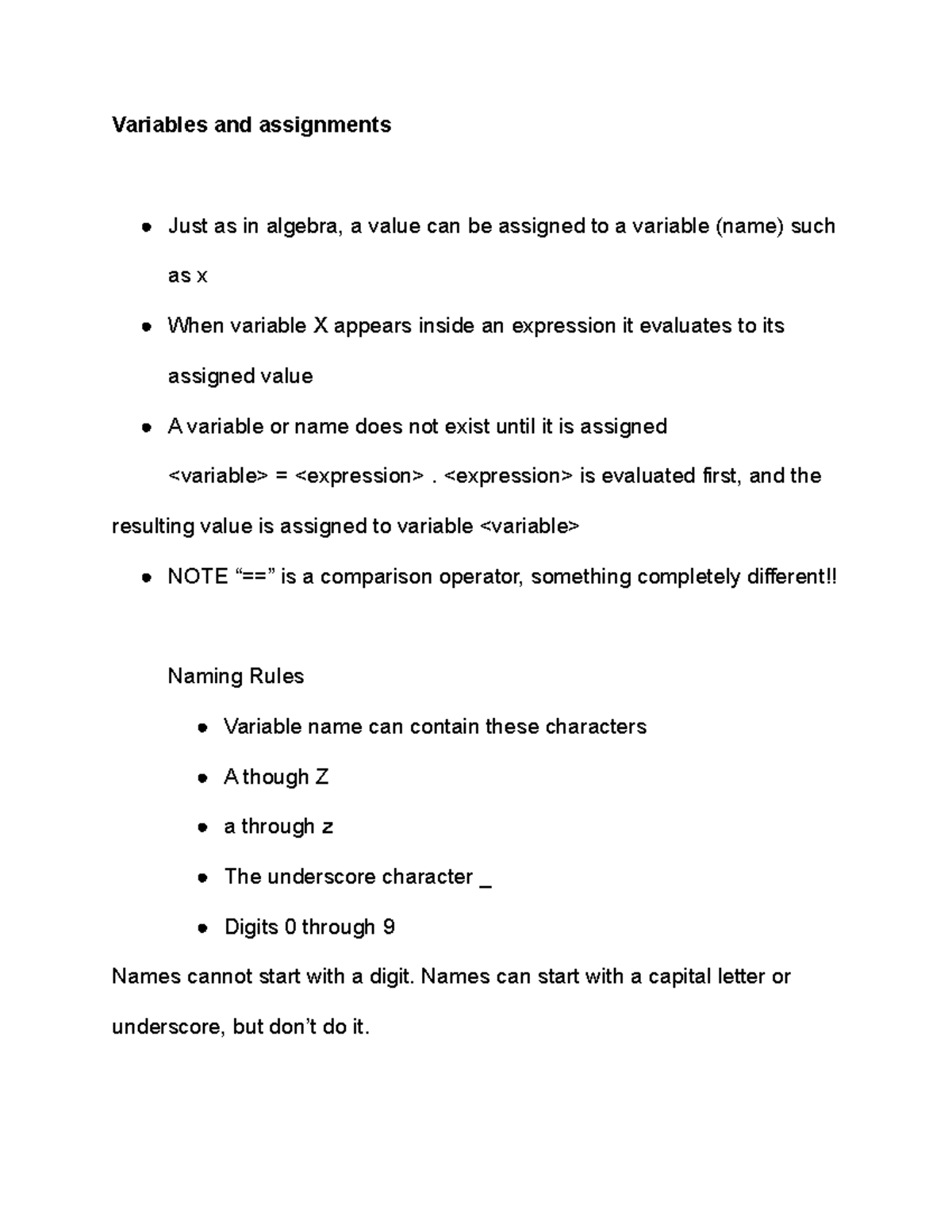 Cs 100 Lect 1 Part 4 Cs 100 Lect 1 Part 4 Variables And Assignments