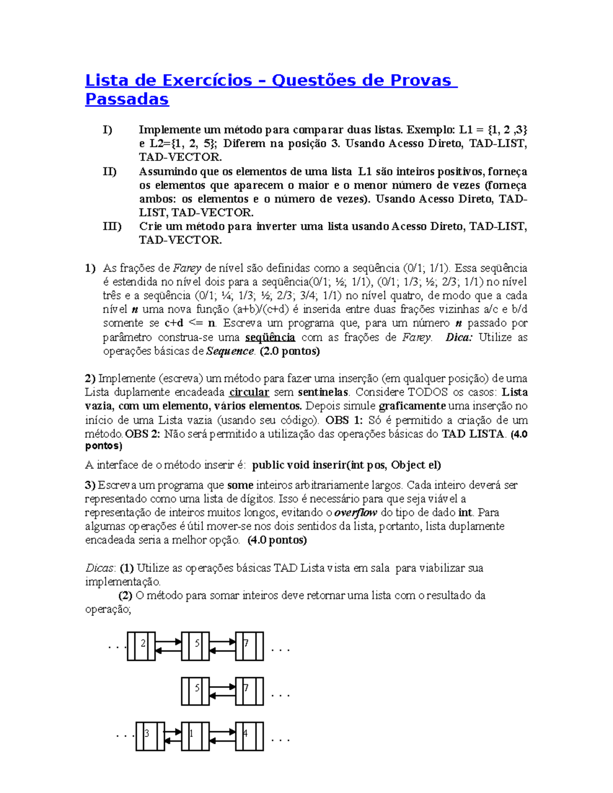 Exercicios Vector Lista Sequence - Lista de Exercícios – Questões de ...