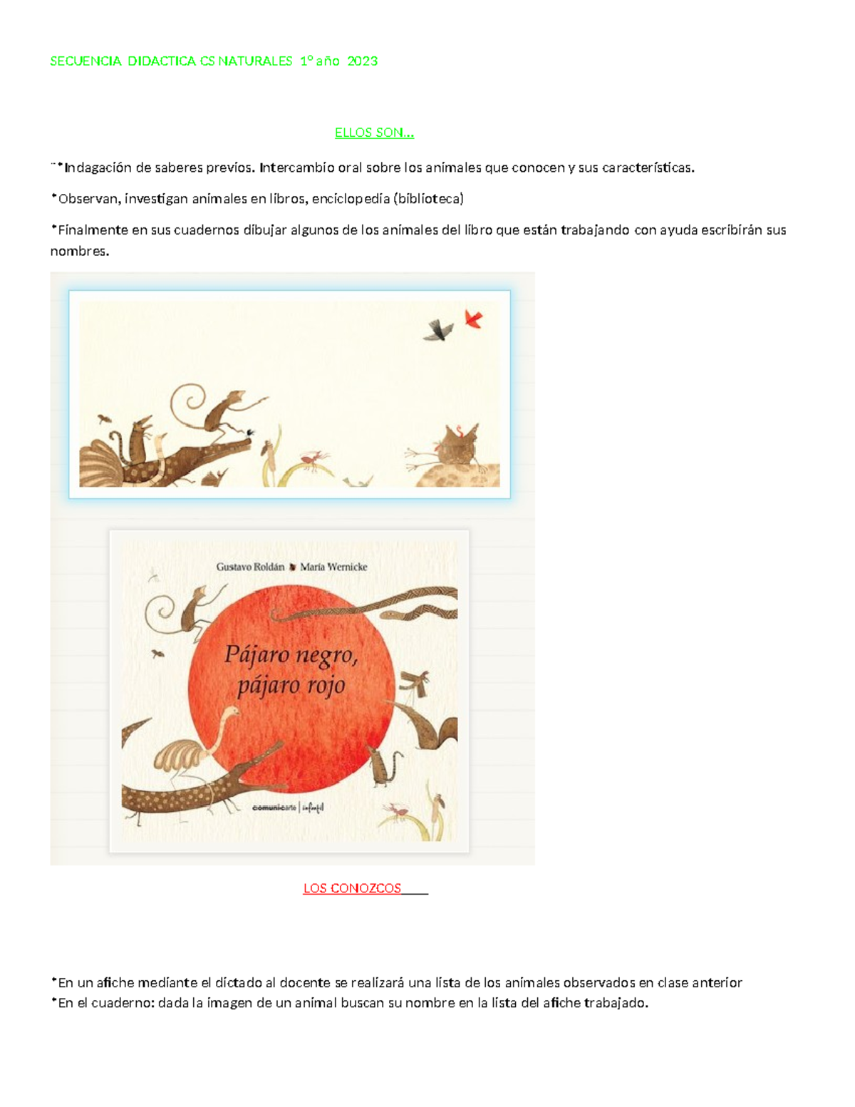 1° Animales - SECUENCIA DIDACTICA - SECUENCIA DIDACTICA CS NATURALES 1 ...