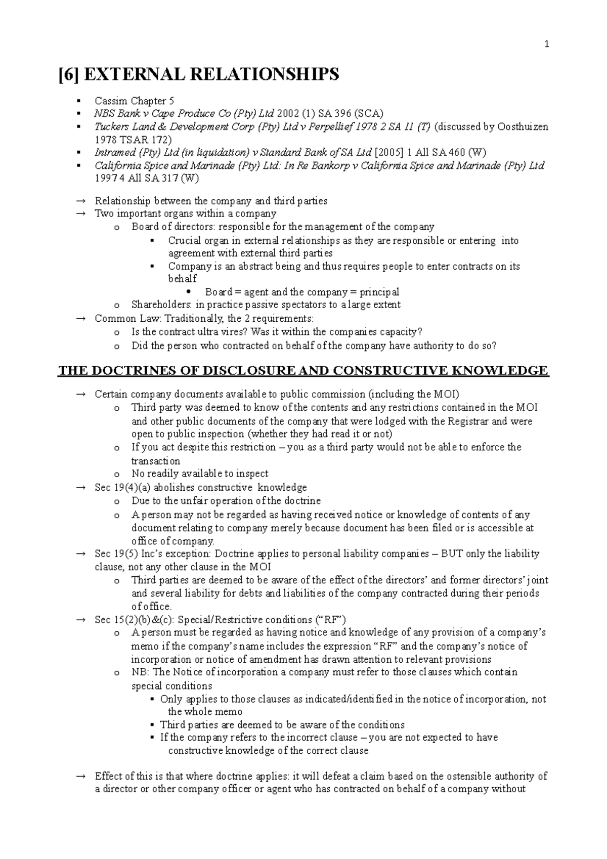 (6) External Relationships - [6] EXTERNAL RELATIONSHIPS Cassim Chapter ...