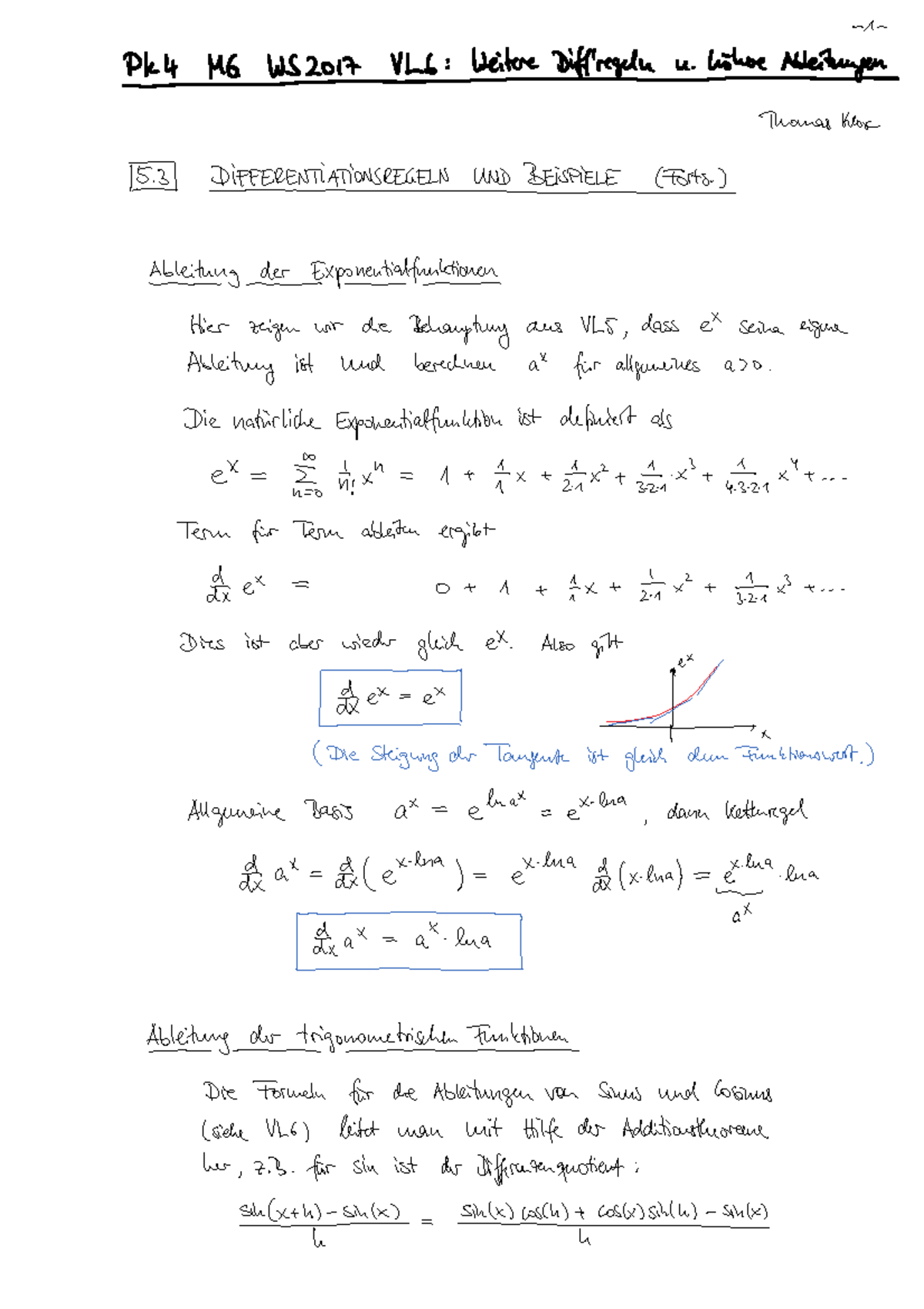 VL06 Weitere Diffregeln und höhere Ableitungen - 13Lq M6 VLL: Mm u. me ...
