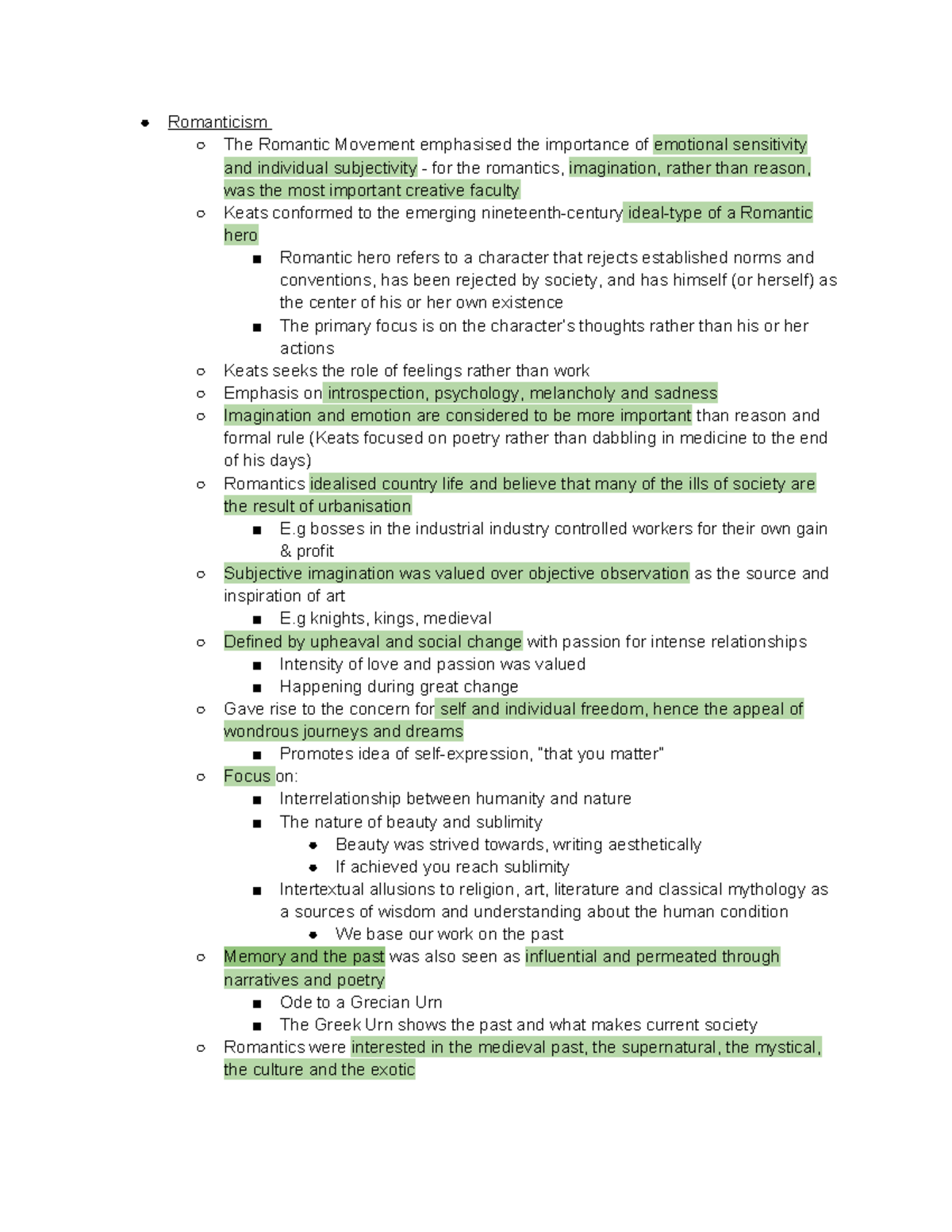 MOD A - John Keats Poetry Analysis - Romanticism The Romantic Movement ...