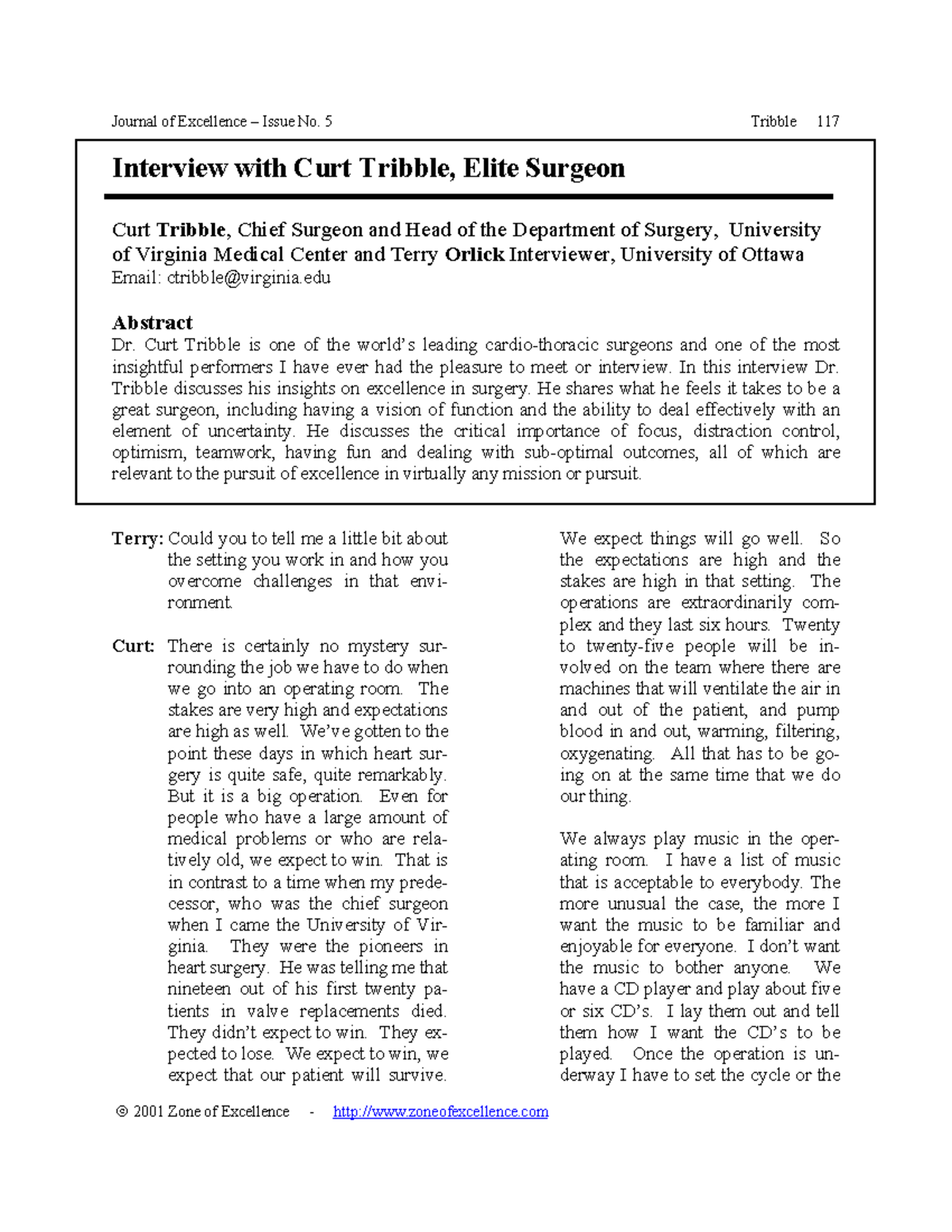 Interview with Curt Tribble - Curt Tribble is one of the worldís ...