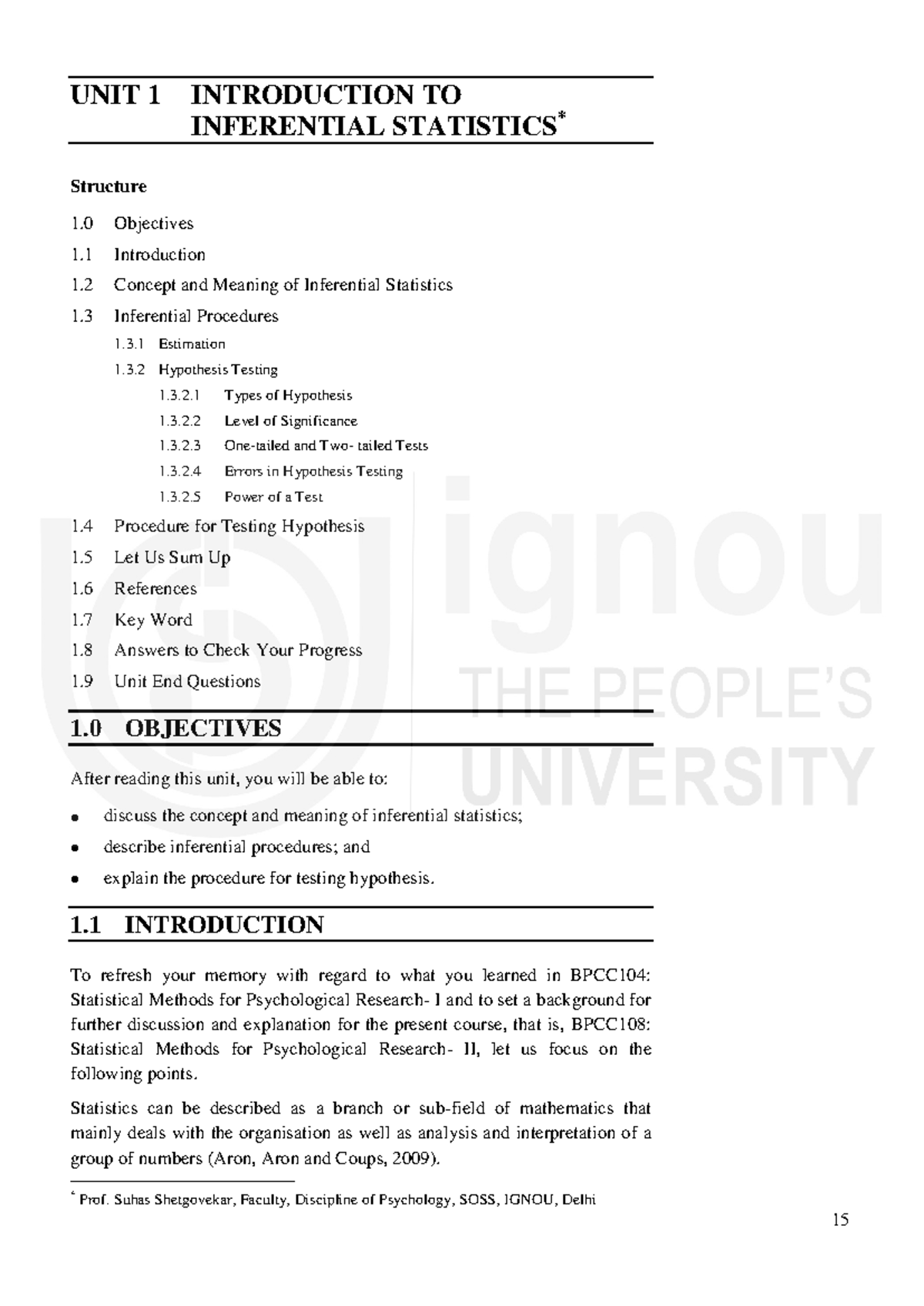 Unit-1 - Re gos - Introduction to Inferential Statistics UNIT 1 ...