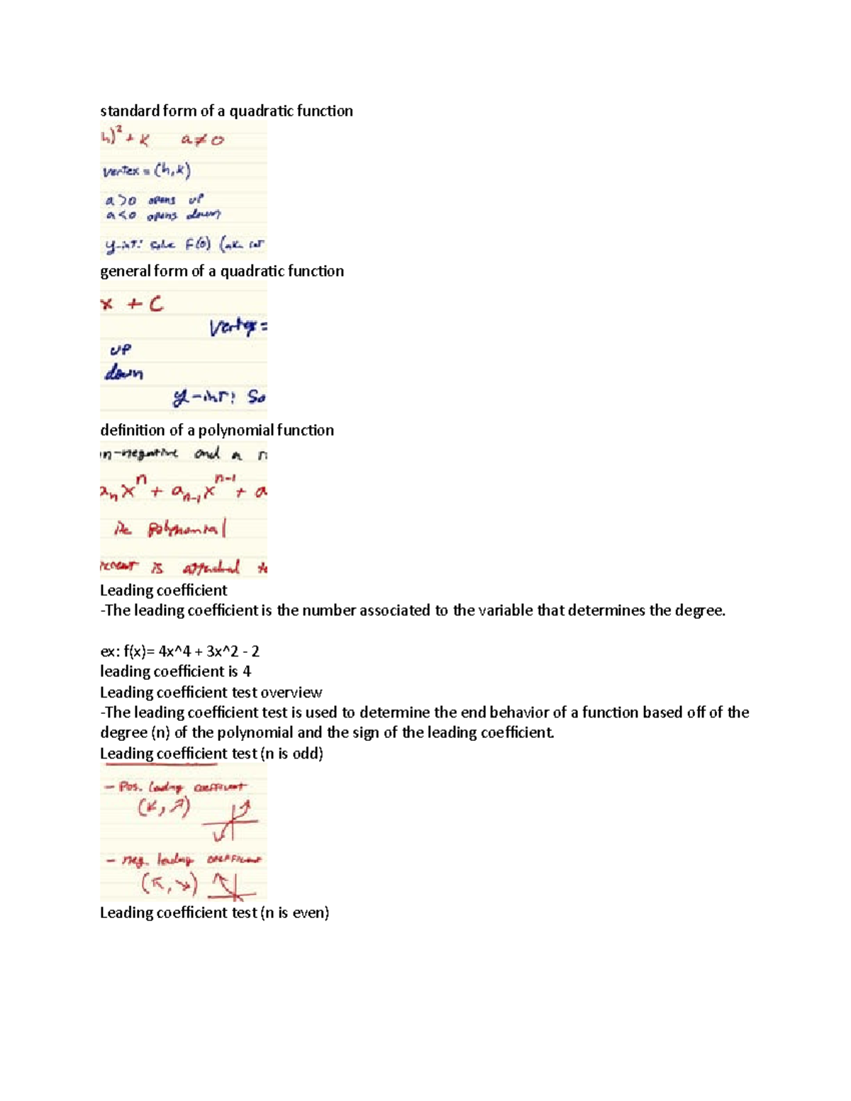 C. Algerba U. 2.1 - standard form of a quadratic function general form of a quadratic function ...