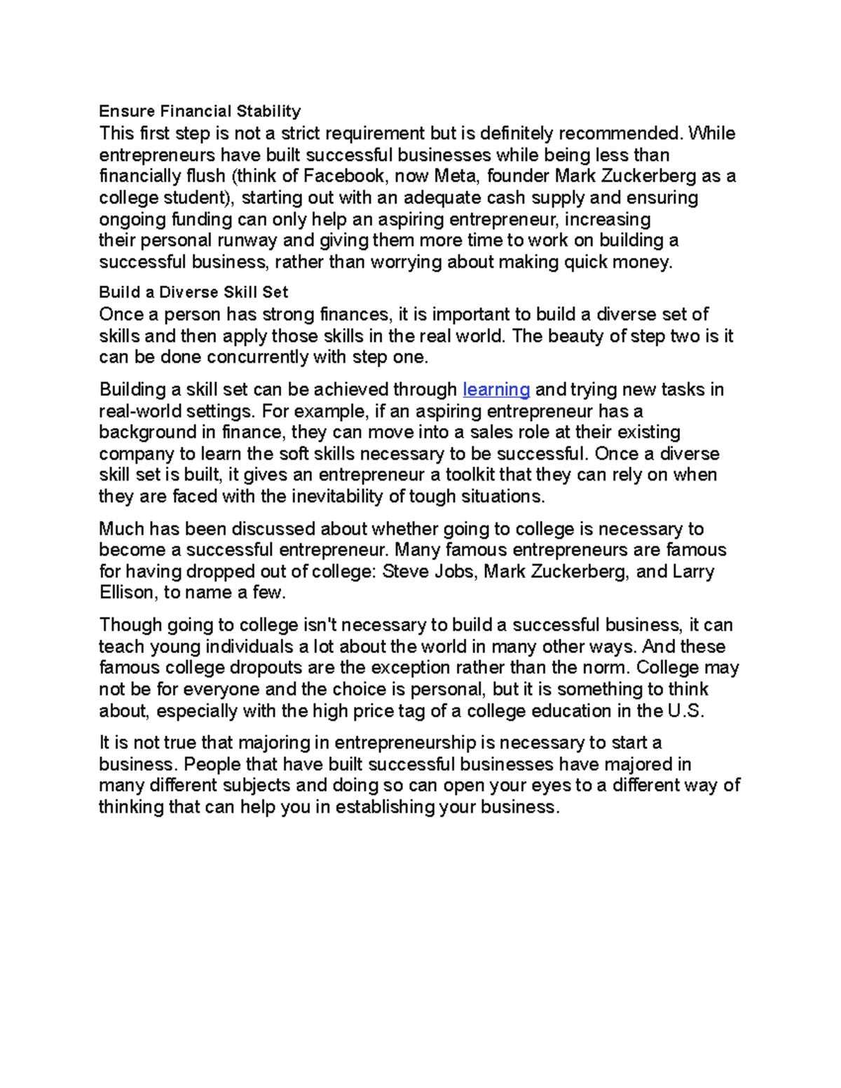 Ensure Financial Stability - While entrepreneurs have built successful ...