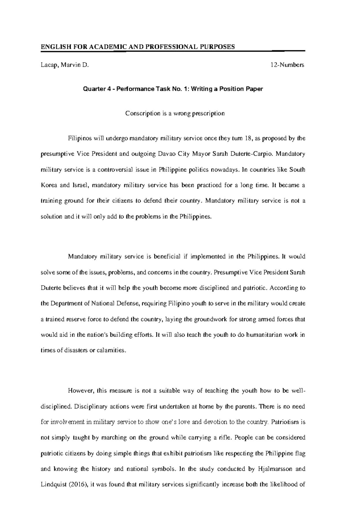 Position-eapp-q4 - This is soley for educational purposes - Lacap ...