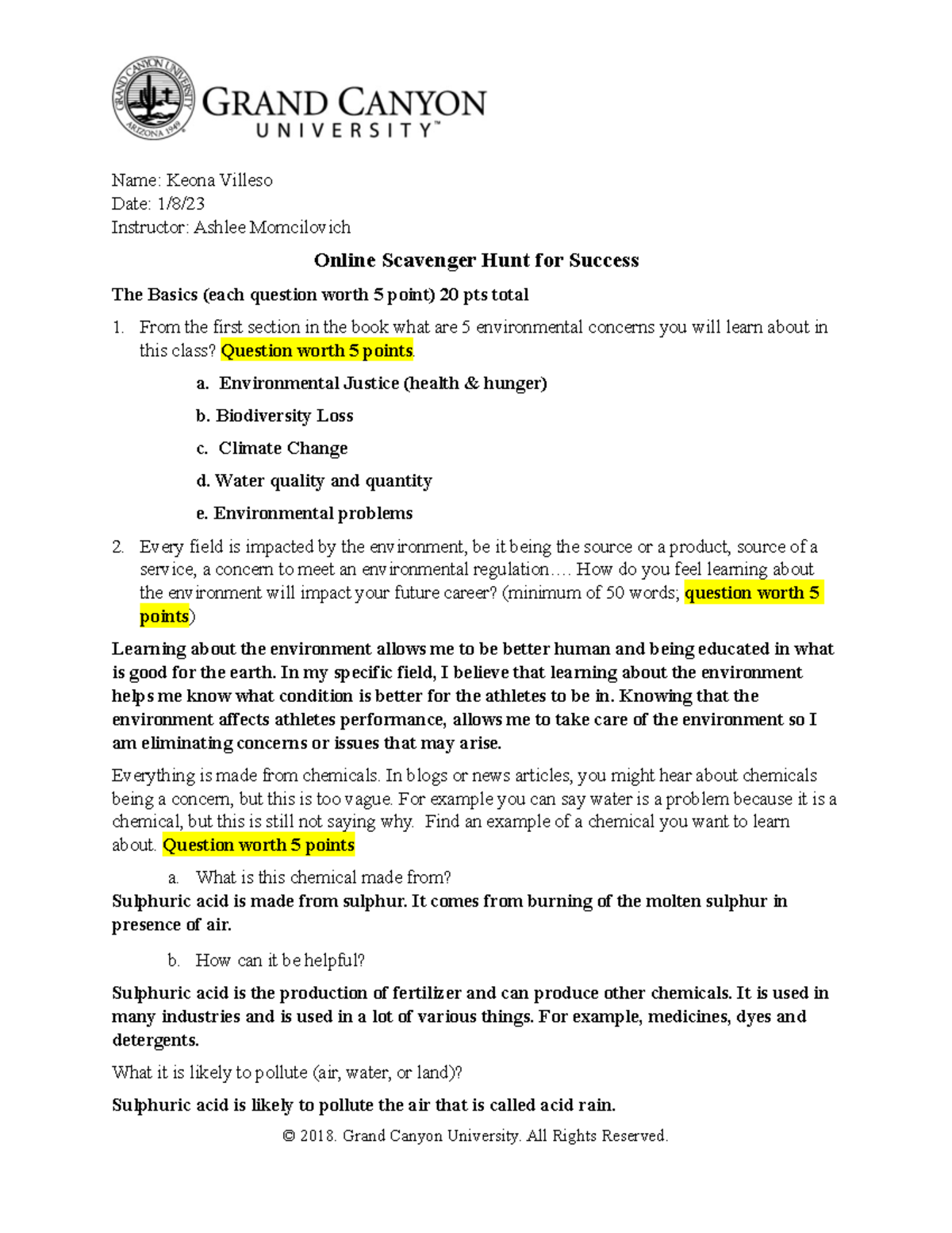 BIO 220 RS Online Scavenger Hunt For Success Resource - Name: Keona ...