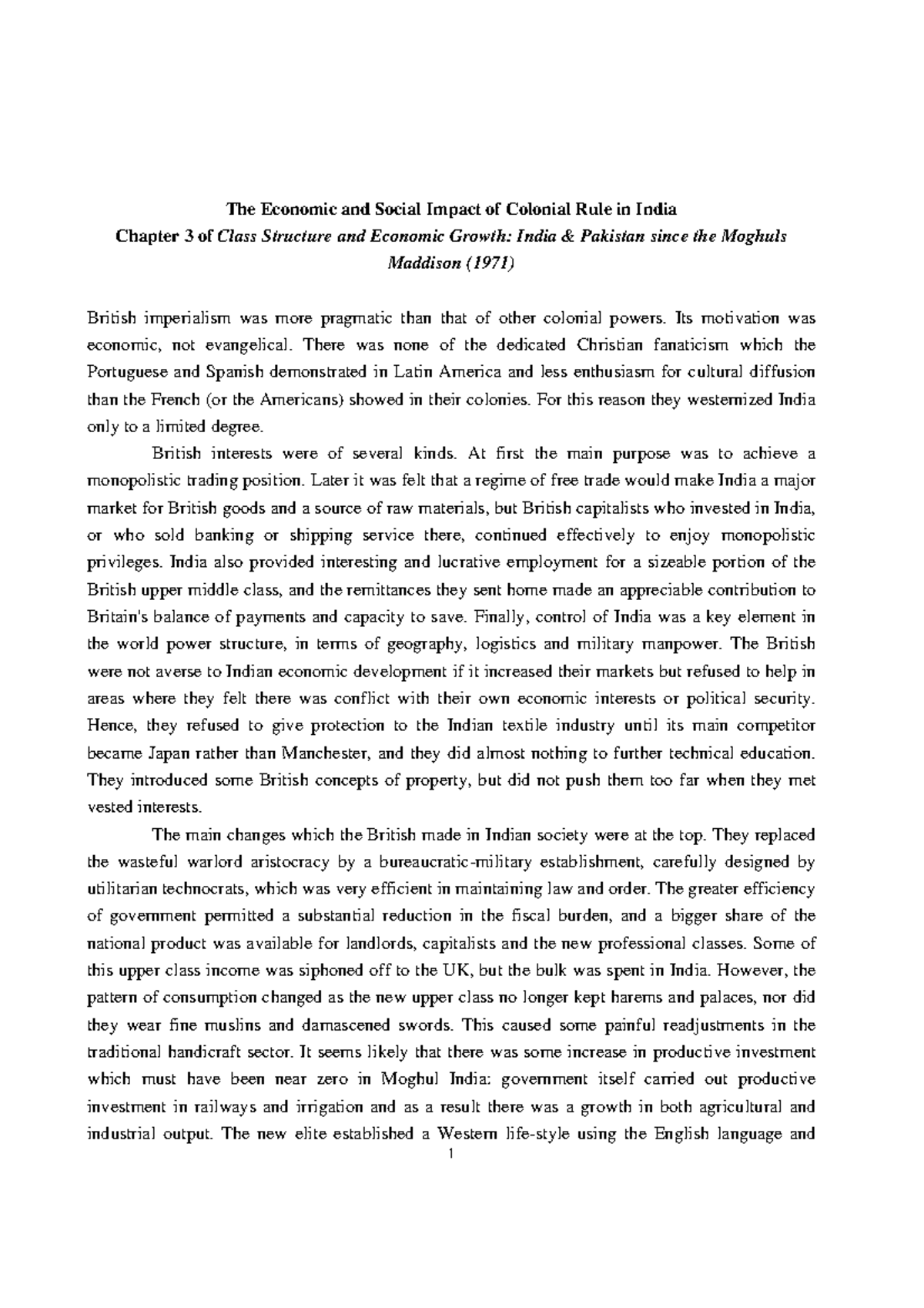 Moghul 3 - Mogul work - The Economic and Social Impact of Colonial Rule ...