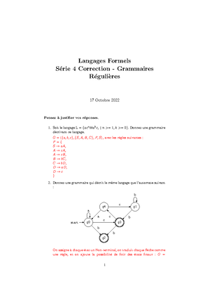 LF Serie 1 Correction - travaux pratiques - Langages Formels S ́erie 1 Correction - Alphabets ...