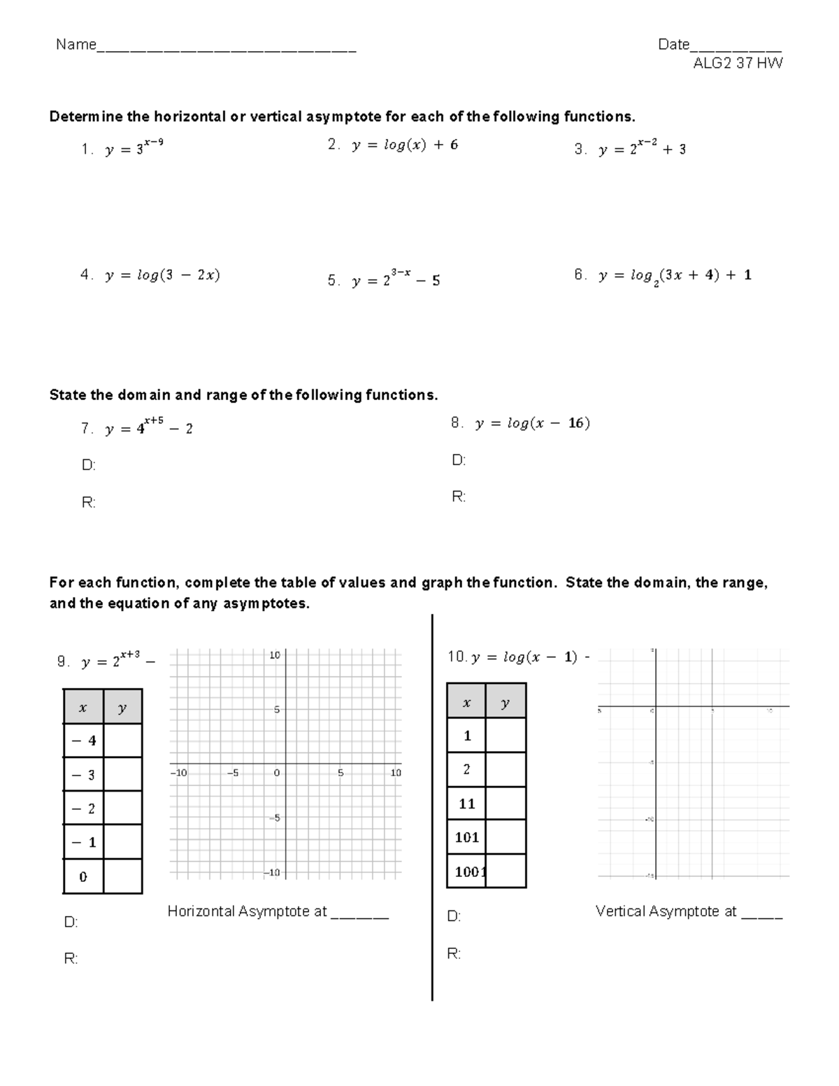 ALG2 37 HW - ALG2 37 HW - Name_______________________________ Date ...