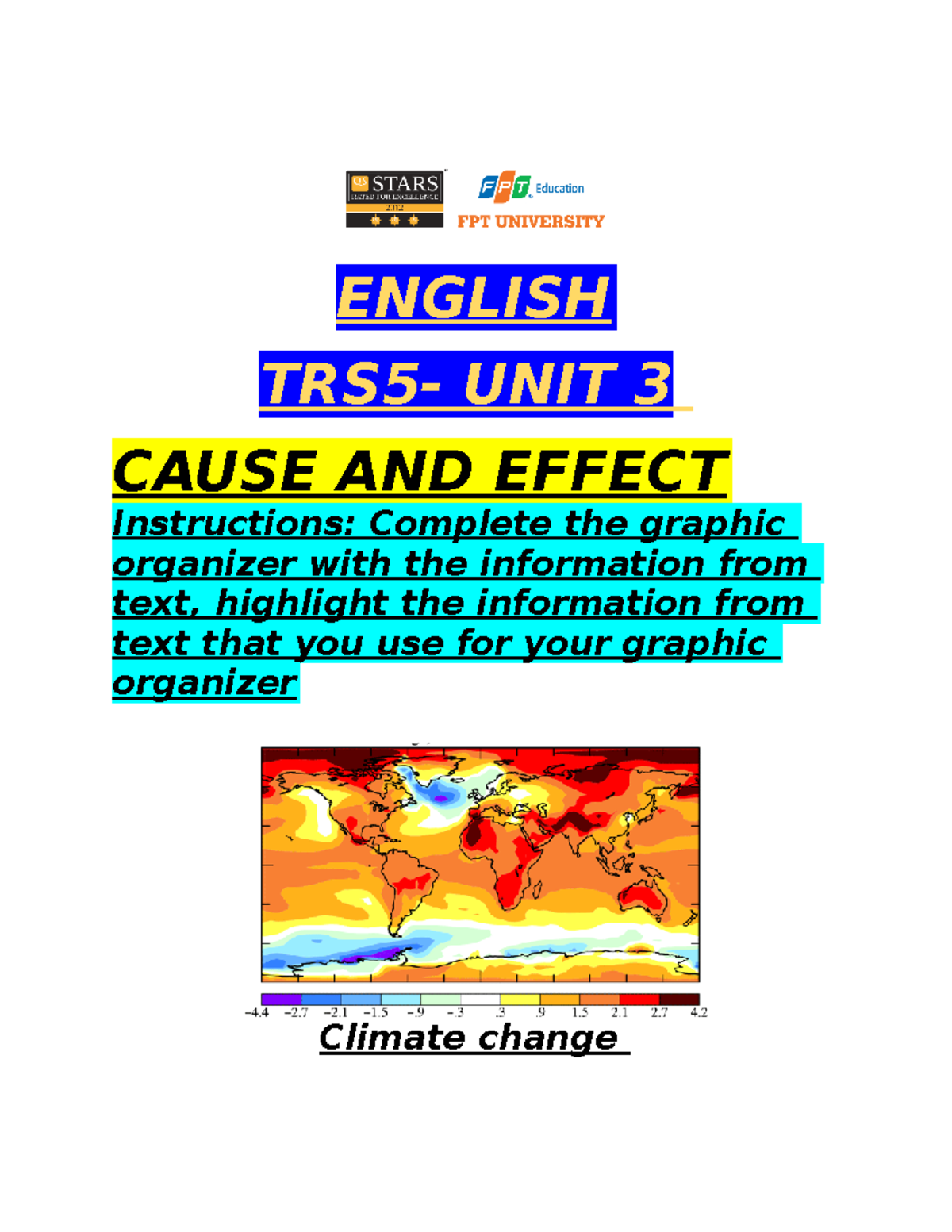English - TRS5 - ENGLISH TRS5- UNIT 3 CAUSE AND EFFECT Instructions ...