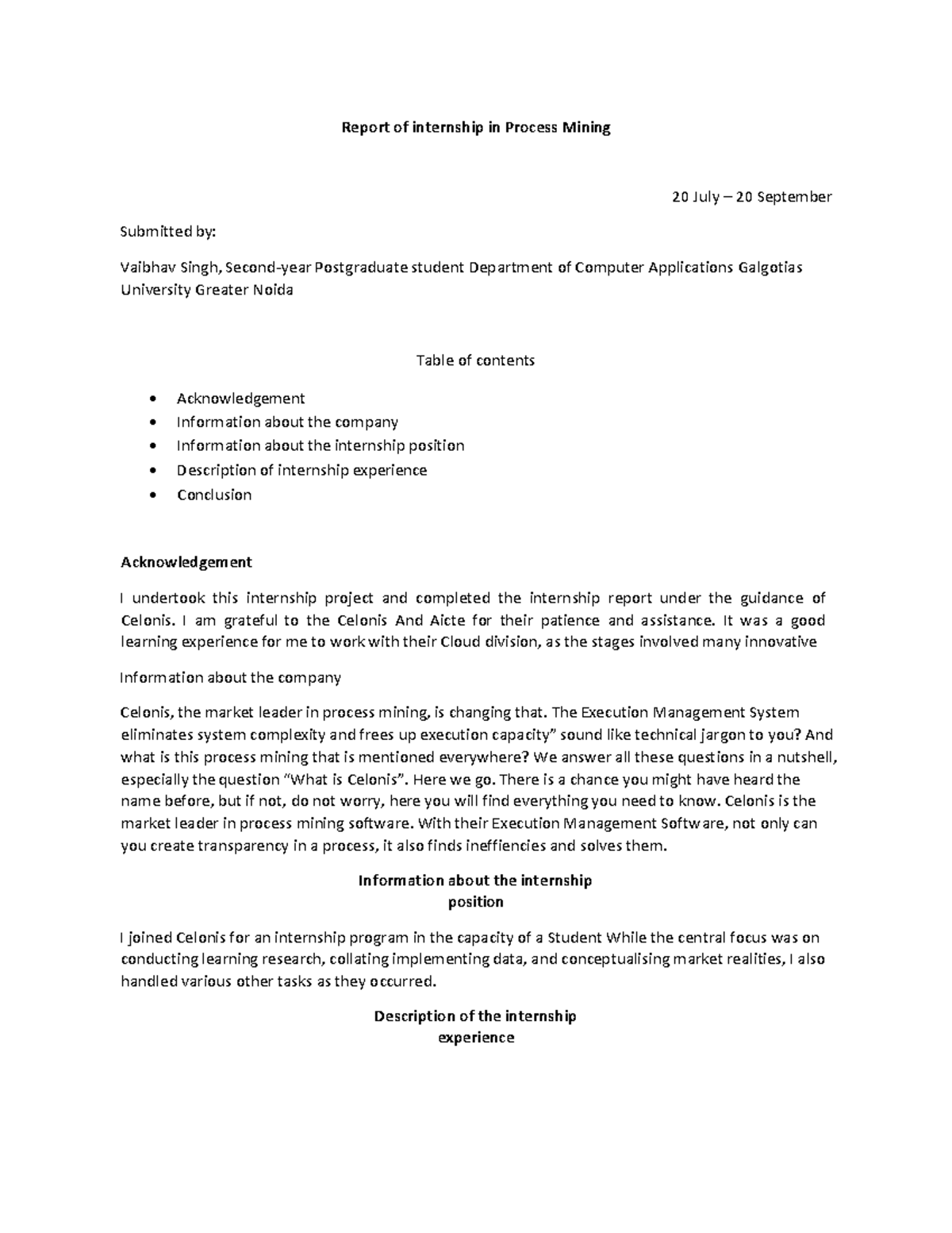 Vaibhav Report - edw - Report of internship in Process Mining 20 July ...