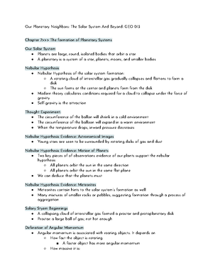Planetary Science Midterm Notes - 1 Chapter 7 Newly Forming Stars: A ...