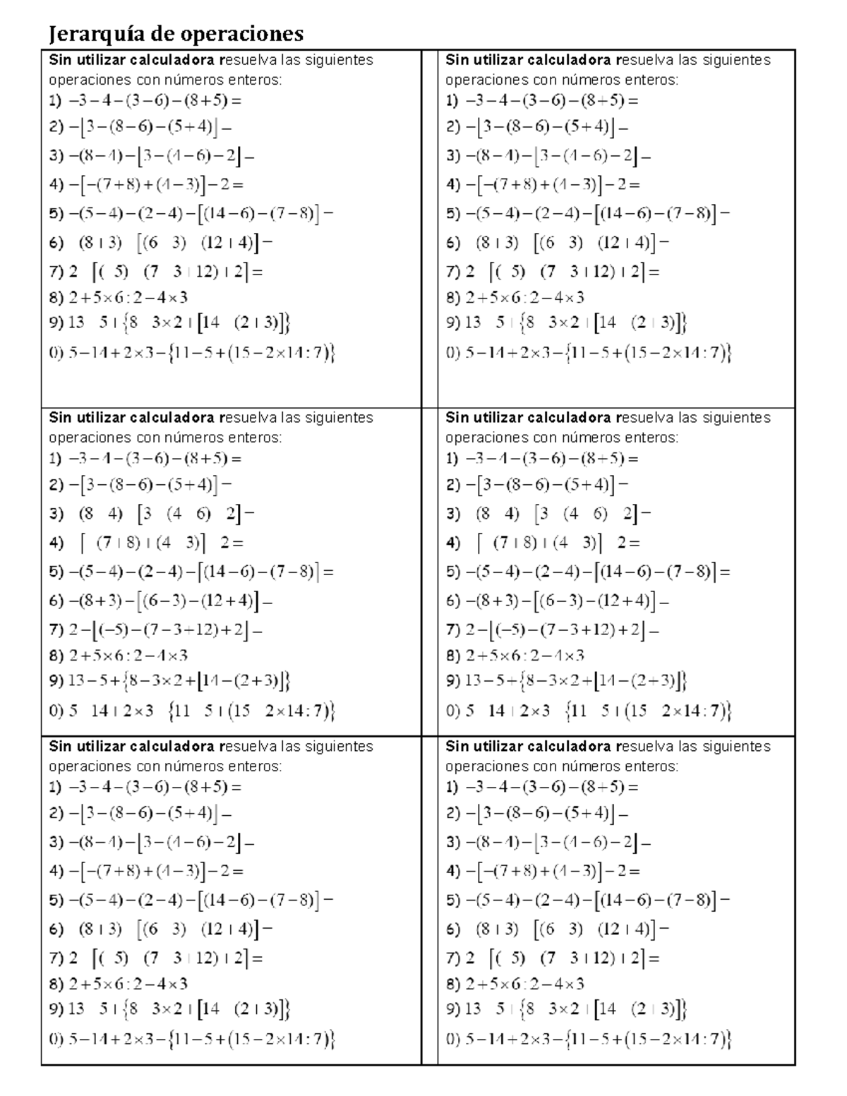 Ejercicios Mult Polinomios V 2 - Jerarquía de operaciones Sin utilizar ...