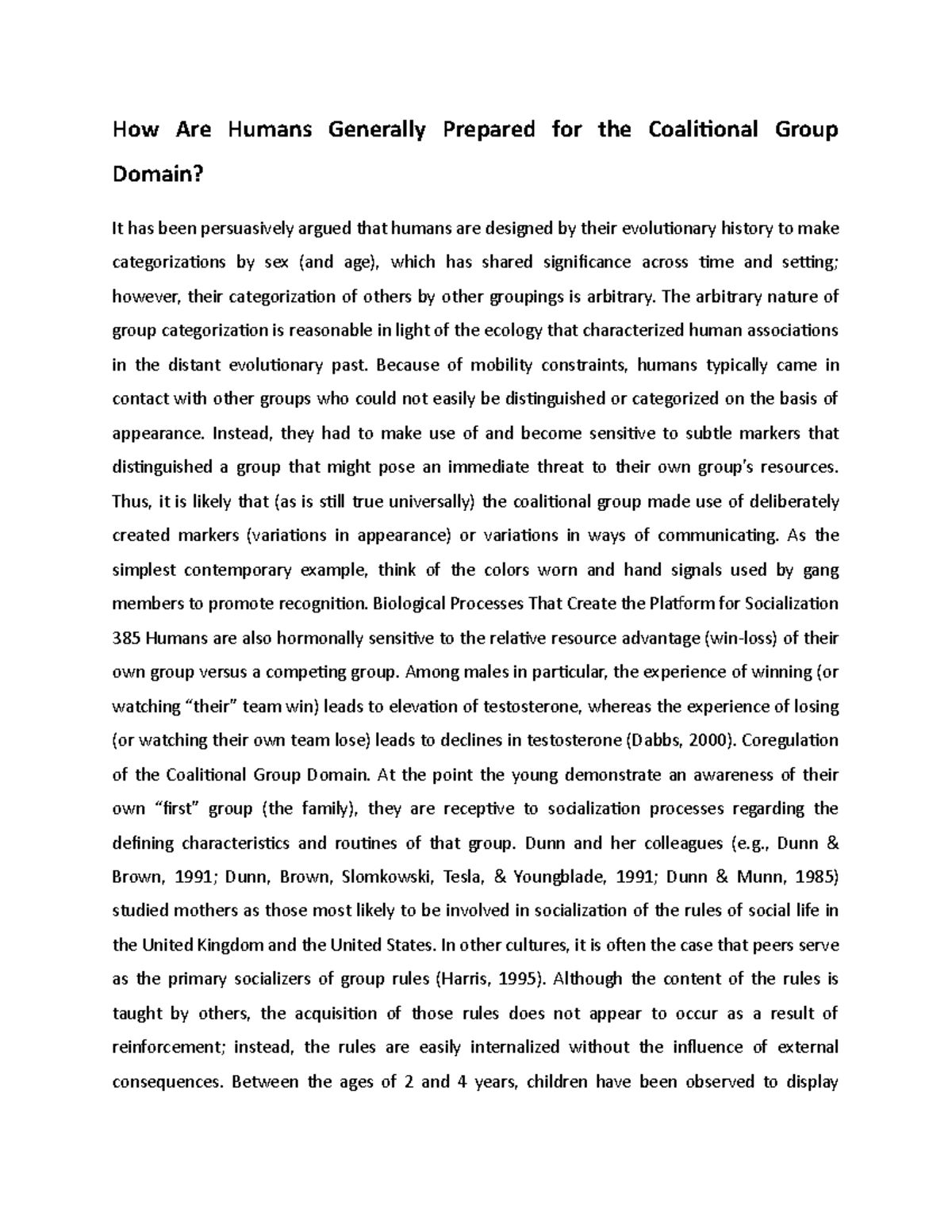 How Are Humans Generally Prepared for the Coalitional Group Domain ...