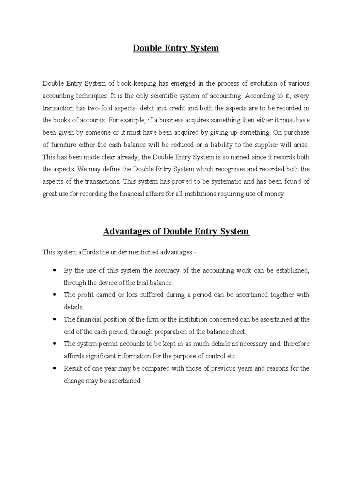 Double Entry System - lecture notes - Double Entry System Double Entry ...