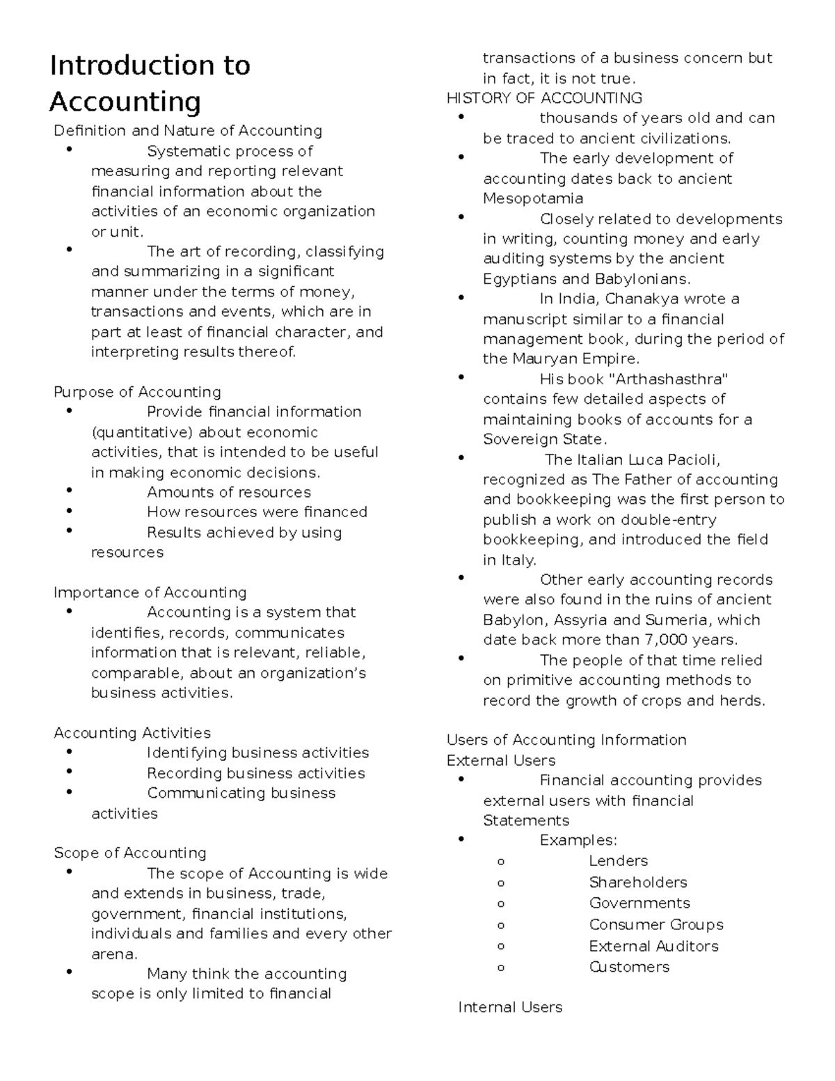 Introduction to Accounting - Introduction to Accounting Deinition and ...