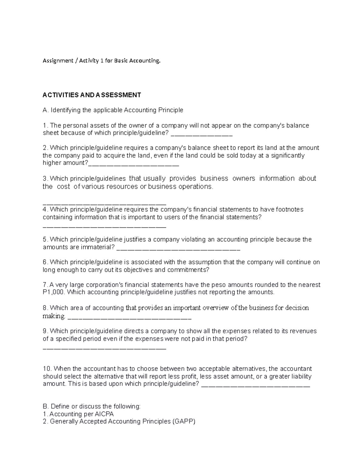Assessment-Activity-no - Assignment / Activity 1 for Basic Accounting ...