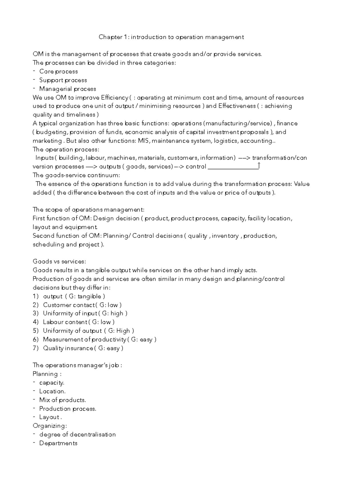 Chap 1-217 - NOTES on chapter 1 - Chapter 1: introduction to operation ...