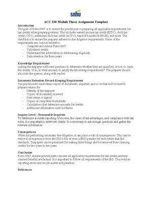 ACC330 Module Three Project One Milestone One - ACC 330 Project One ...