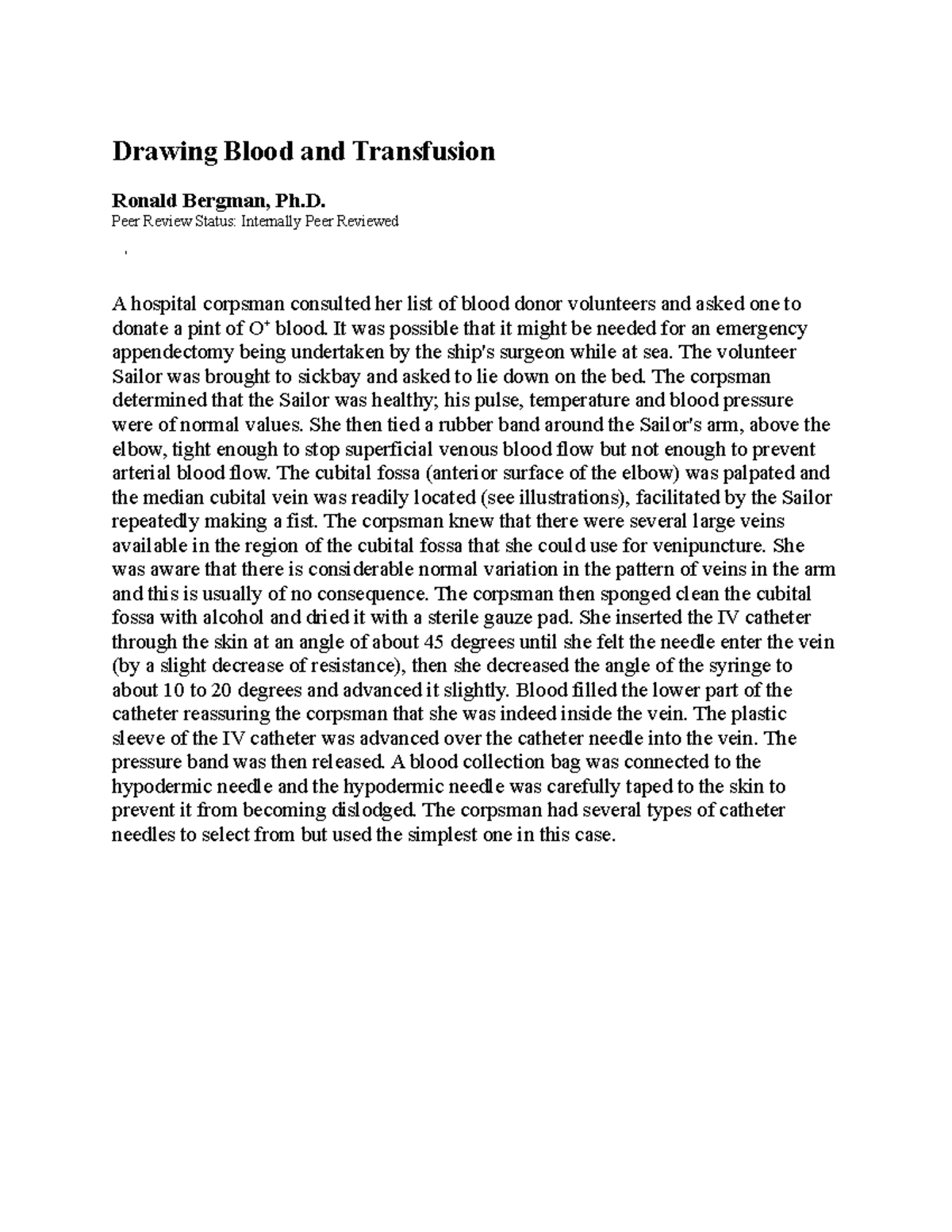 Nursing - Anatomy - Drawing Blood and Transfusion - Drawing Blood and ...