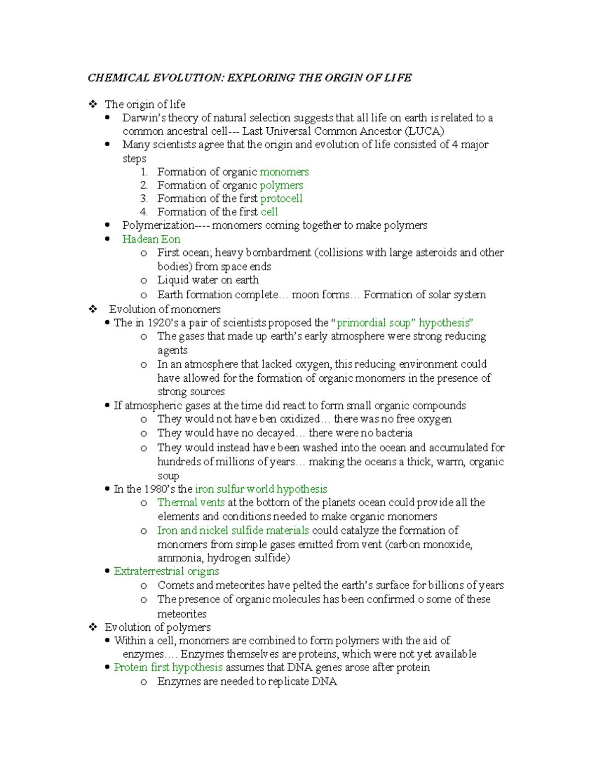 Bio chemical evolution - CHEMICAL EVOLUTION: EXPLORING THE ORGIN OF ...
