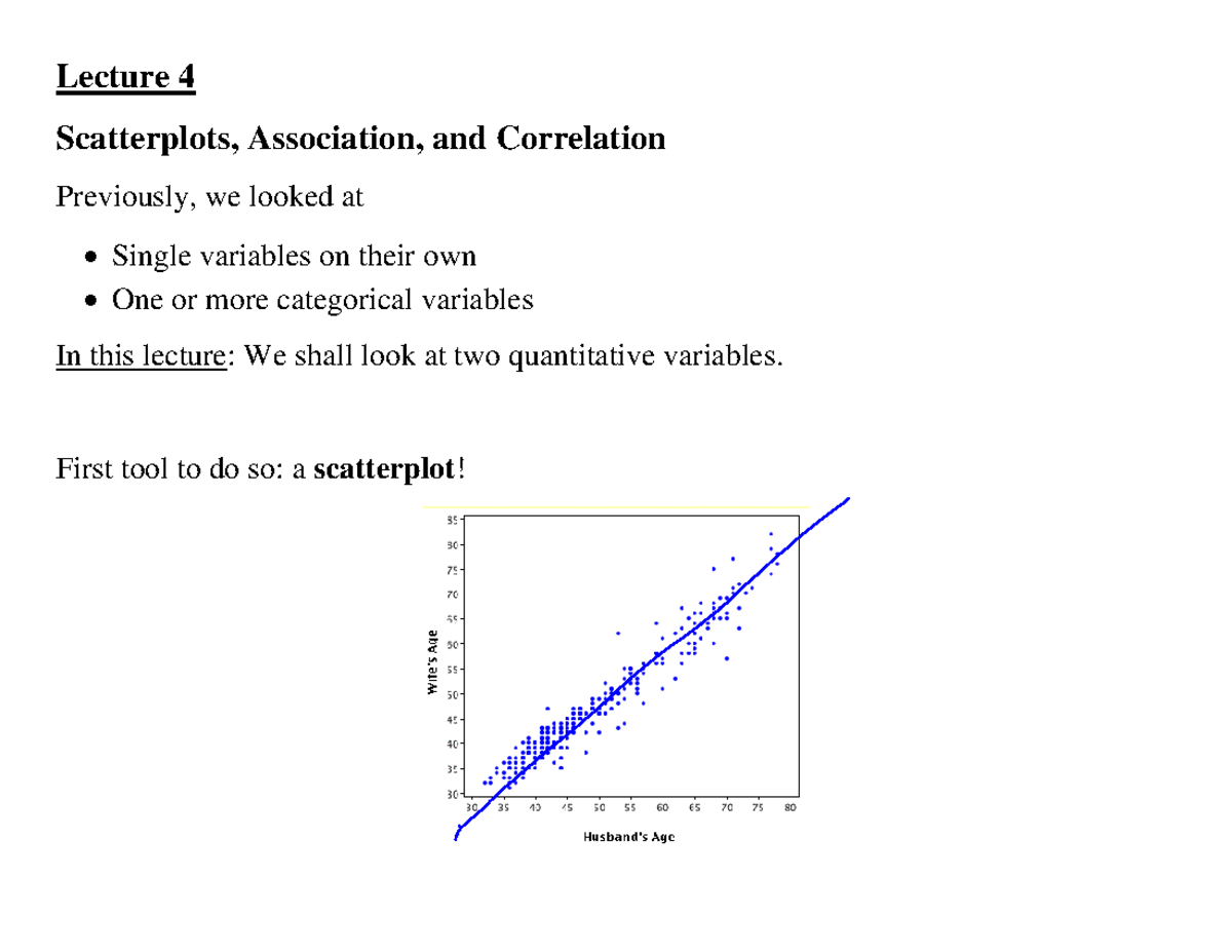 Stab22 Lecture 4 231107 134645 - Lecture 4 Scatterplots, Association, and Correlation Previously ...