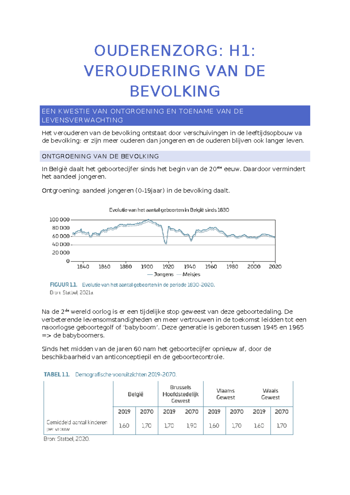 Ouderenzorg H1 - OUDERENZORG: H1: VEROUDERING VAN DE BEVOLKING EEN ...
