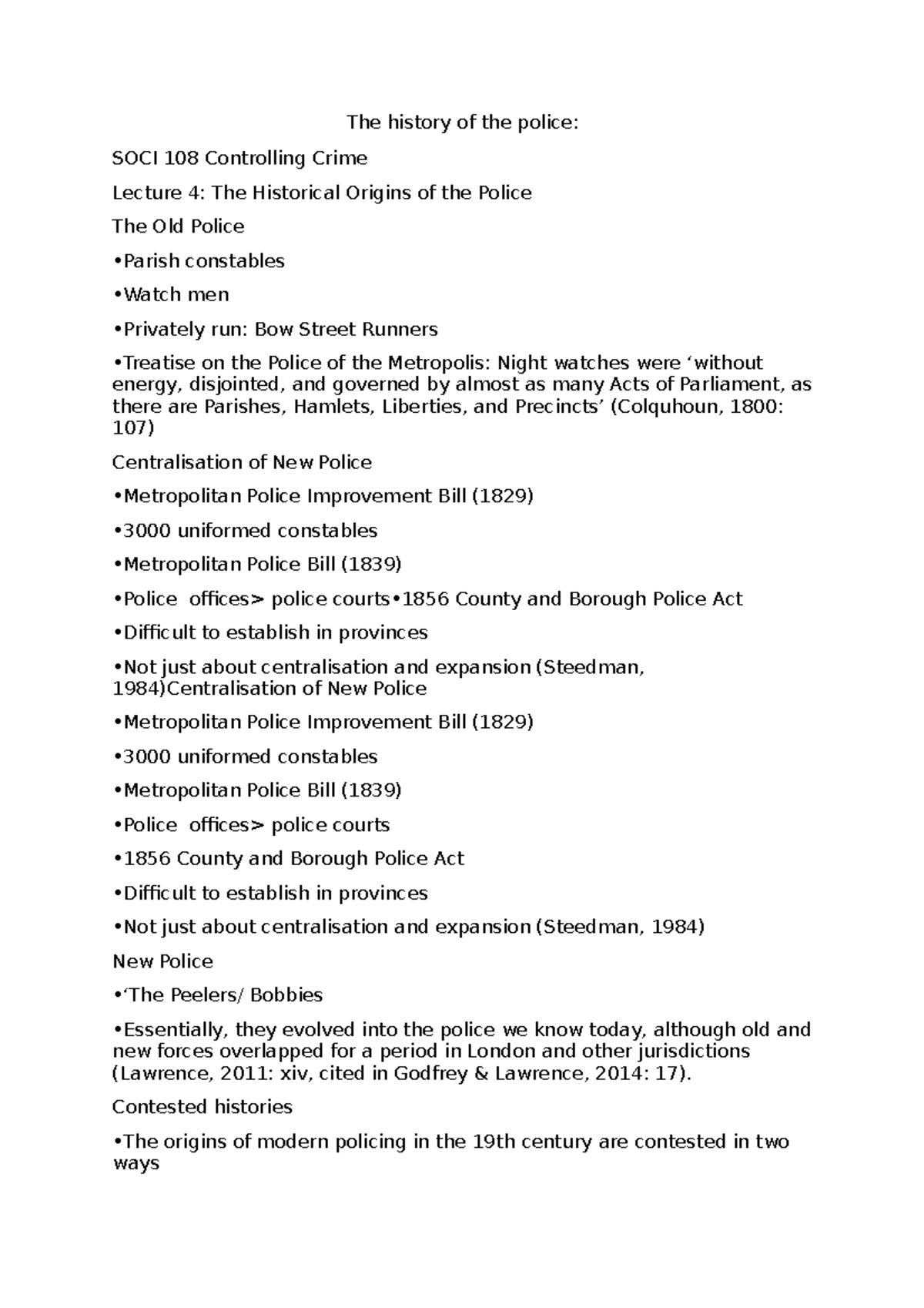 The history of the police-4 - The history of the police: SOCI 108 ...