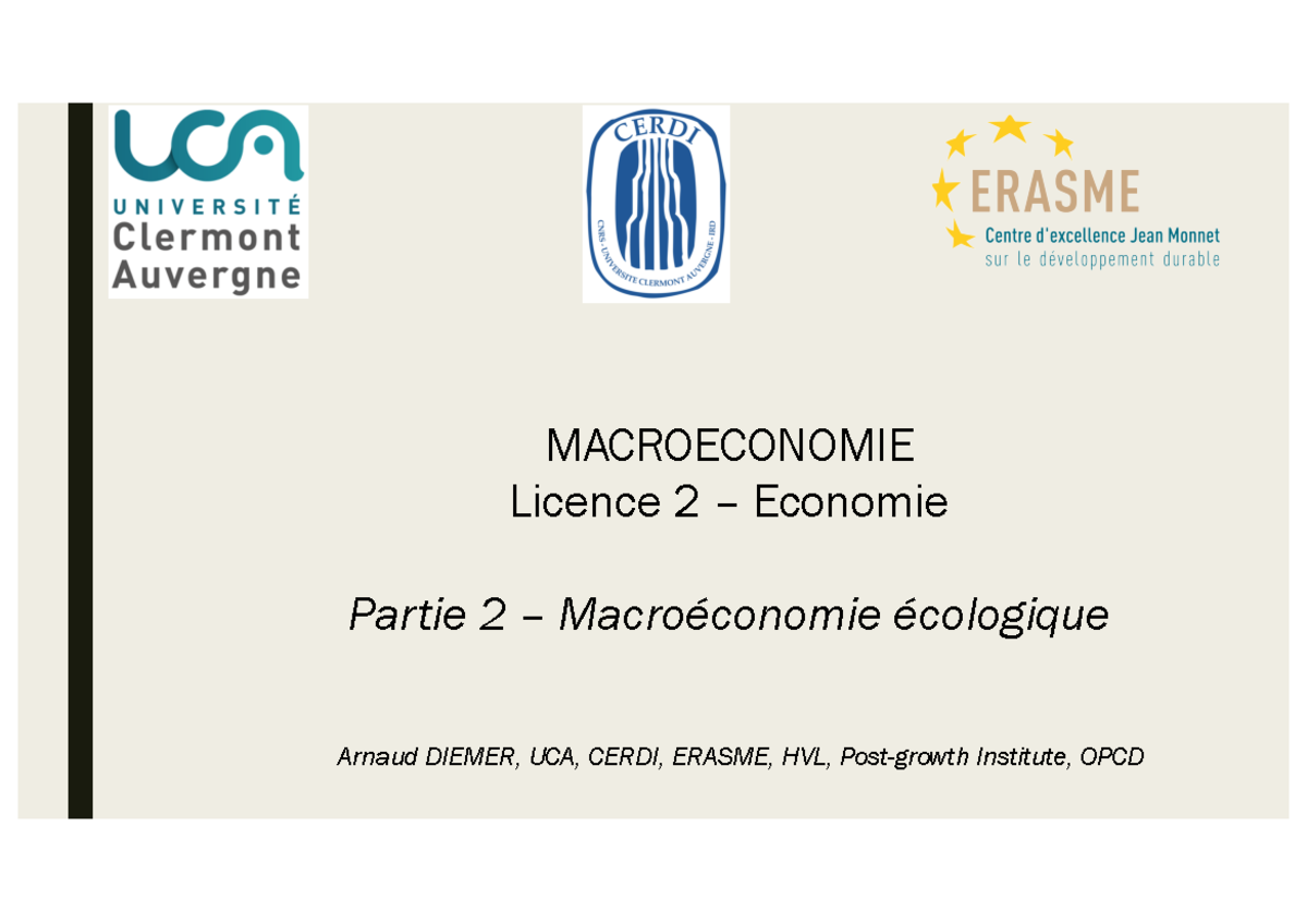 Macro ecologique - cours complet - MACROECONOMIE Licence 2 – Economie Partie 2 – Macroéconomie ...