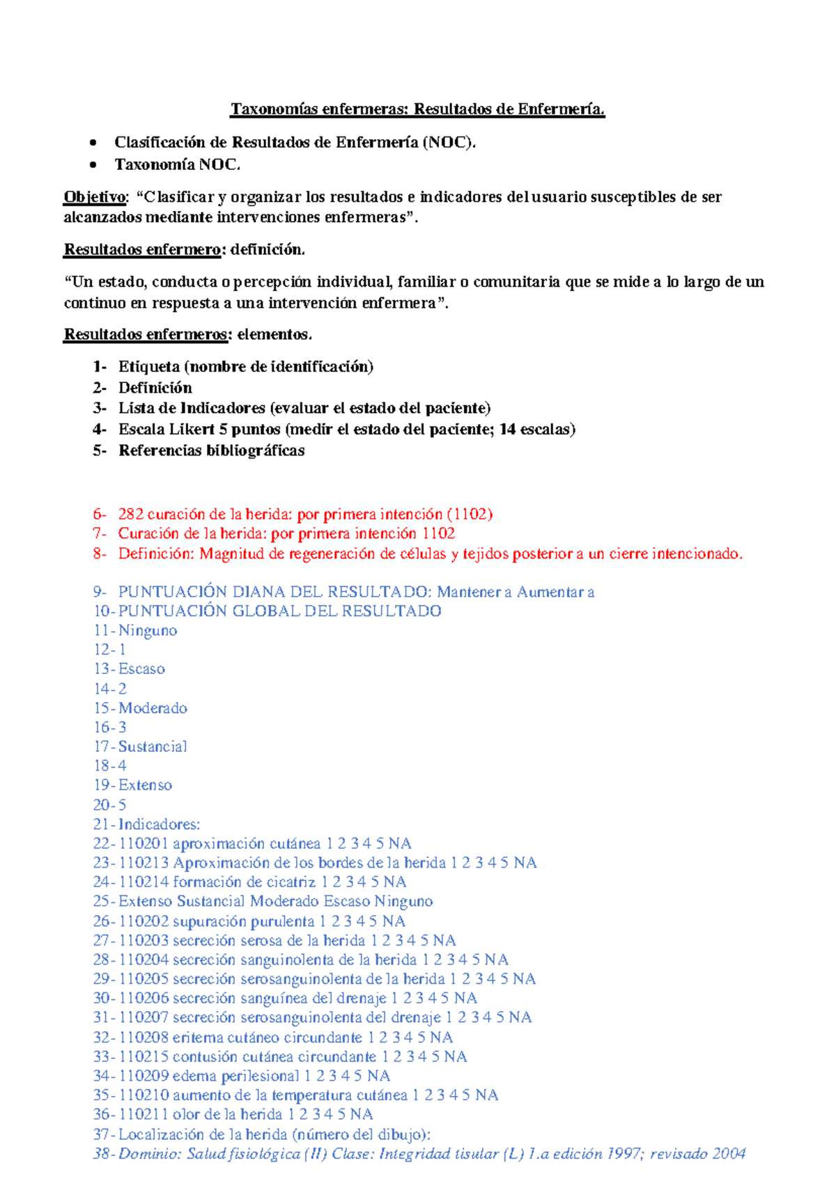 NOC-NIC Apuntes - Libro nic noc - Taxonomías enfermeras: Resultados de ...
