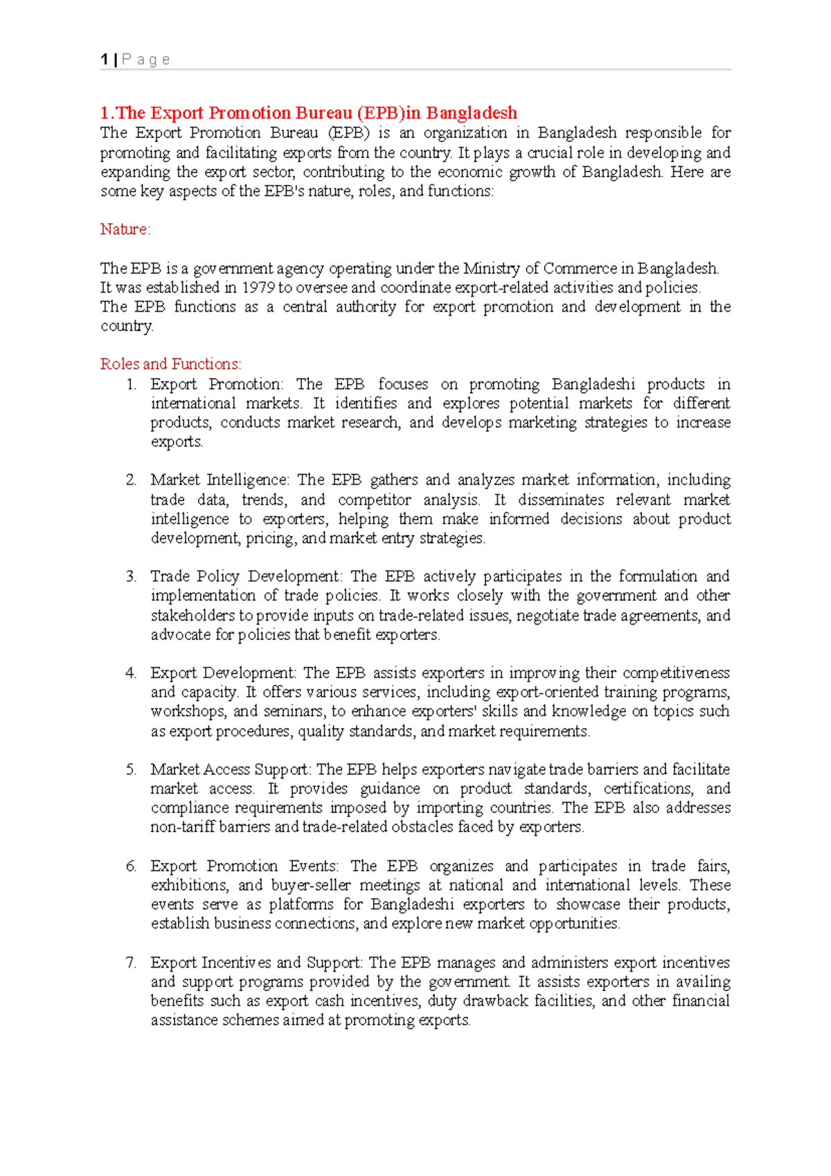 Organizationa - 1 Export Promotion Bureau (EPB)in Bangladesh The Export Promotion Bureau (EPB ...