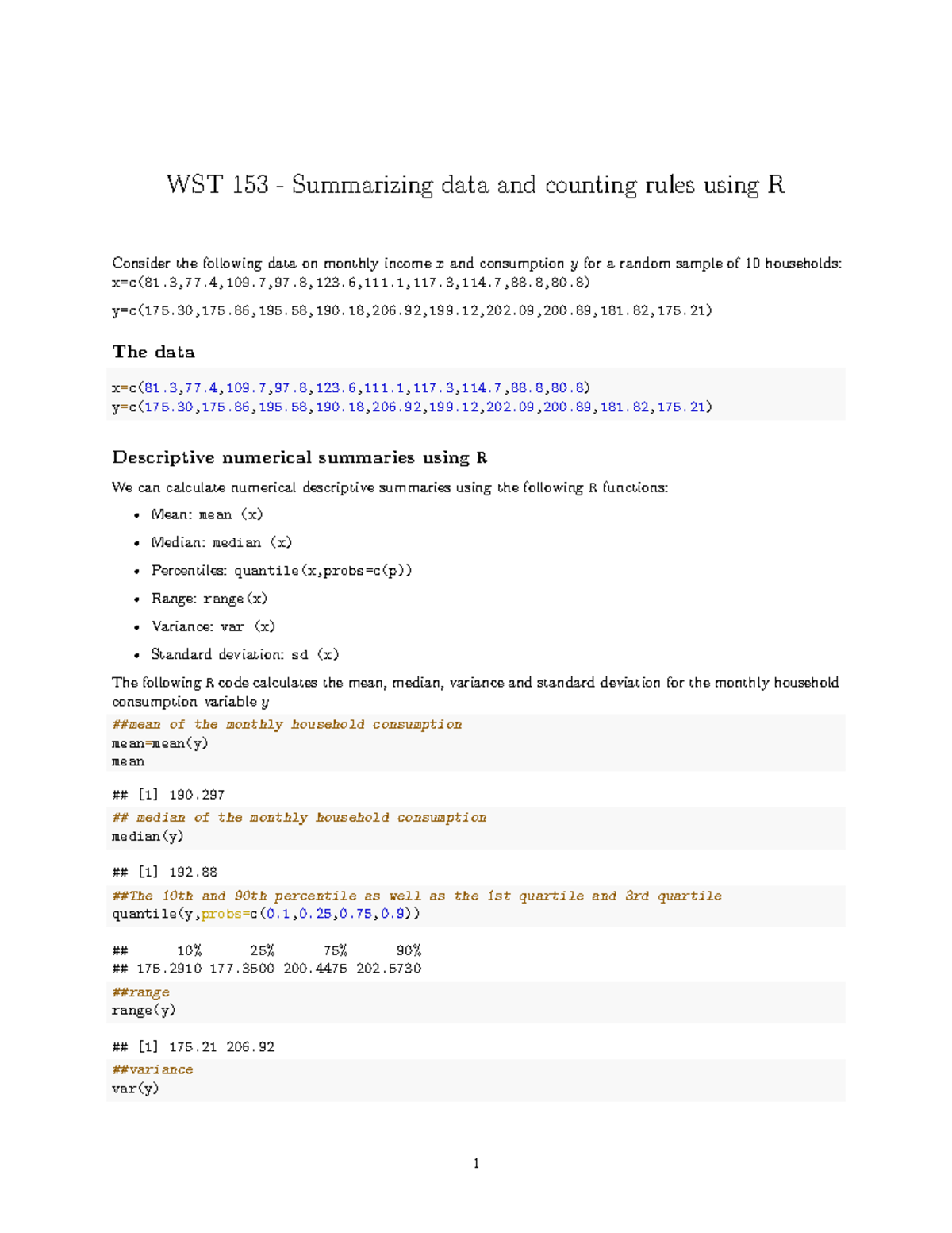 WST153 - Practical 3 Notes - WST 153 - Summarizing data and counting ...