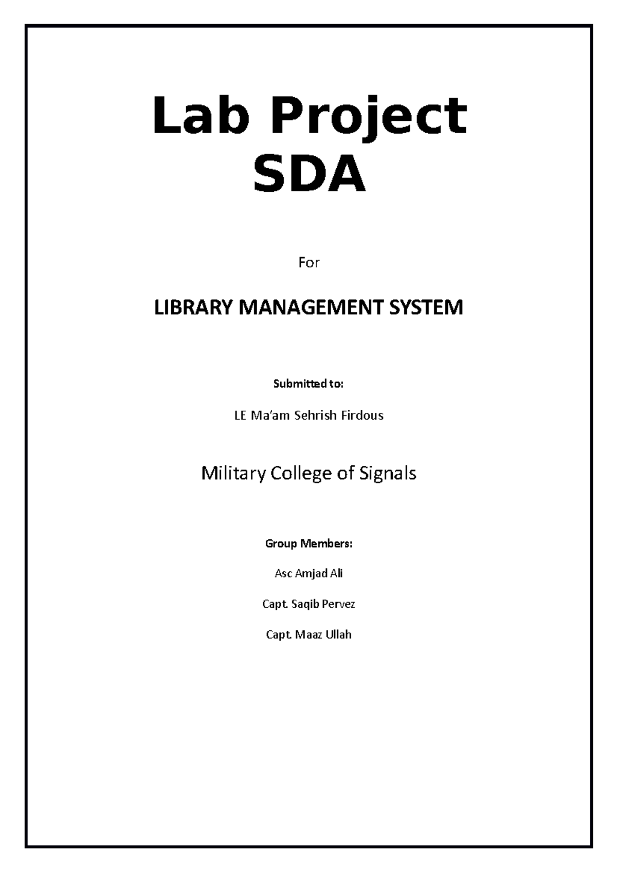 Library Management system Documentation - Lab Project SDA For LIBRARY ...