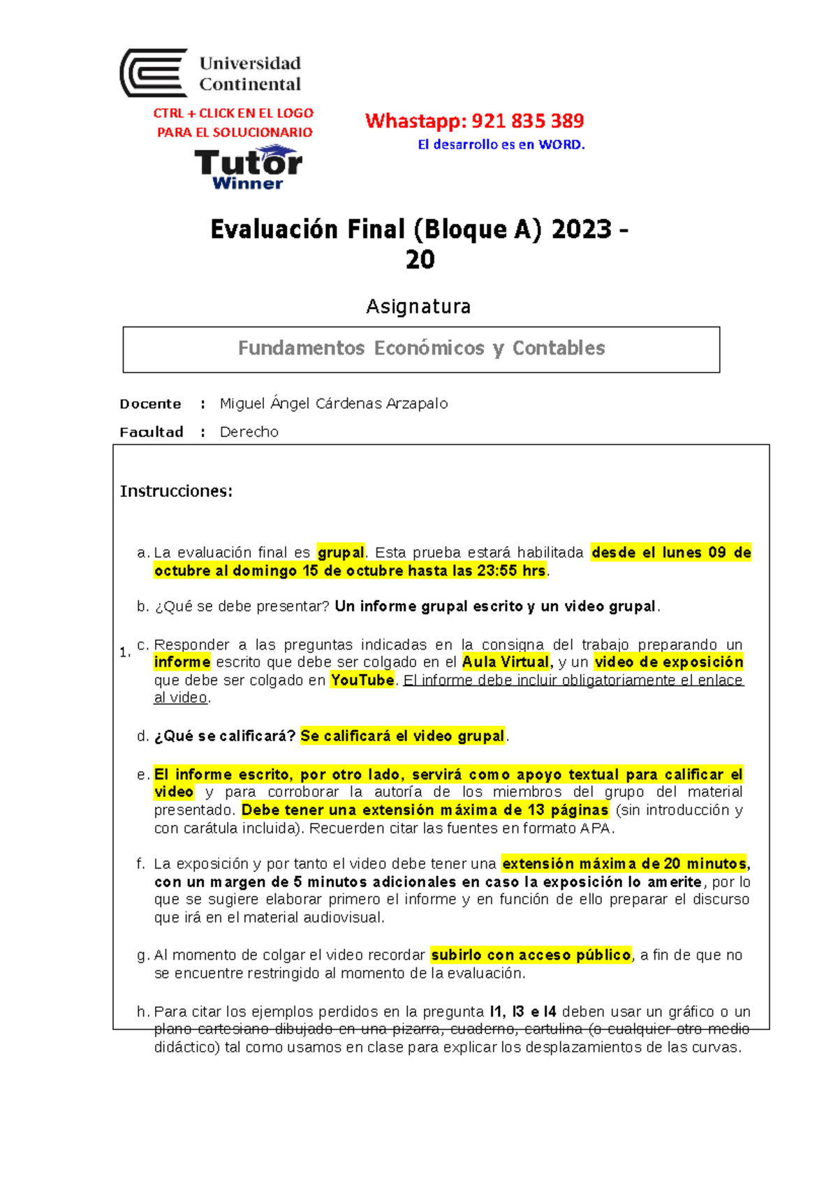 TW-Fundamentos Económicos y Contables consigna (EVAL Final sep 2023) - Evaluación Final (Bloque ...