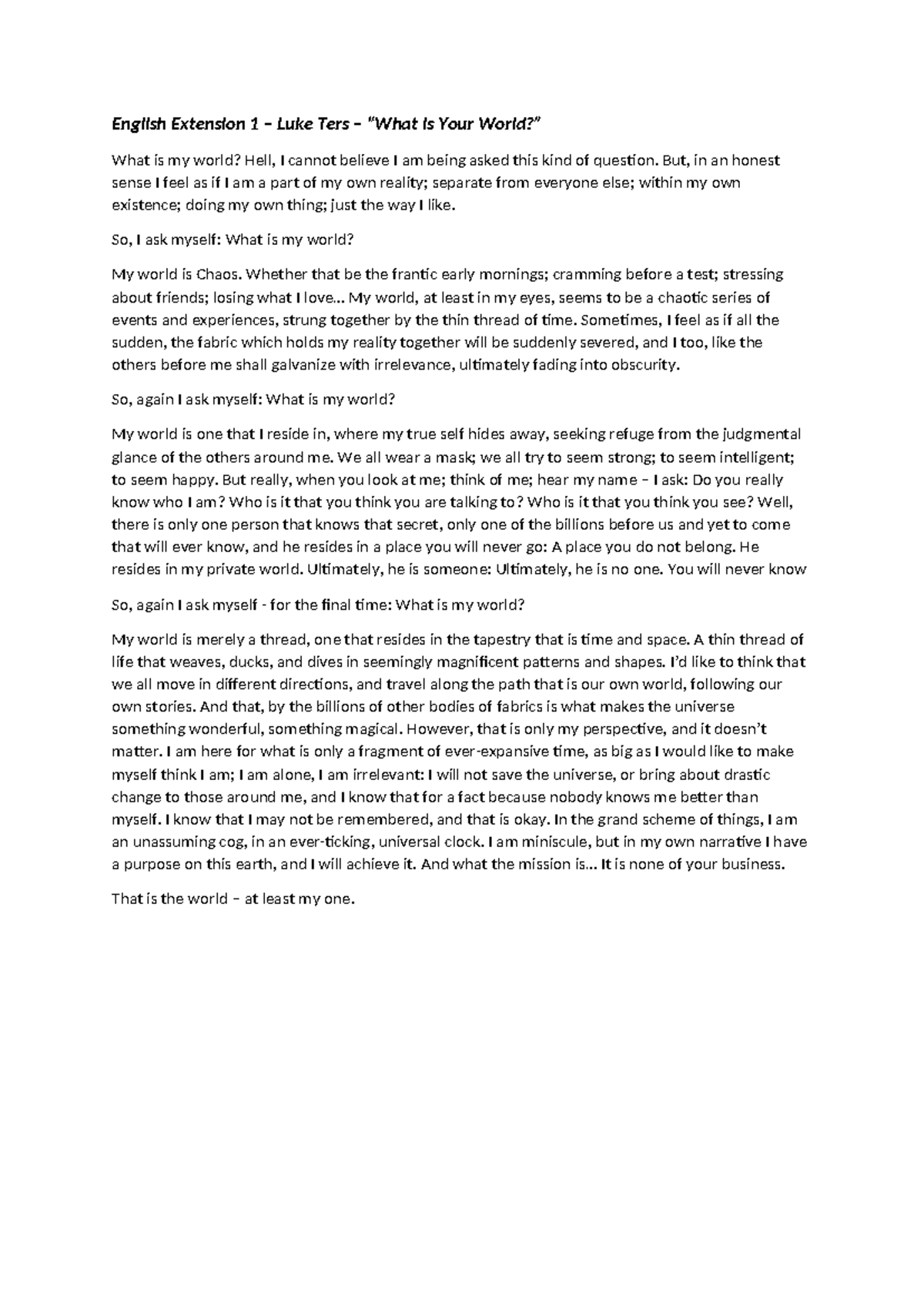 English Extension 1 - Very good for studying - English Extension 1 ...