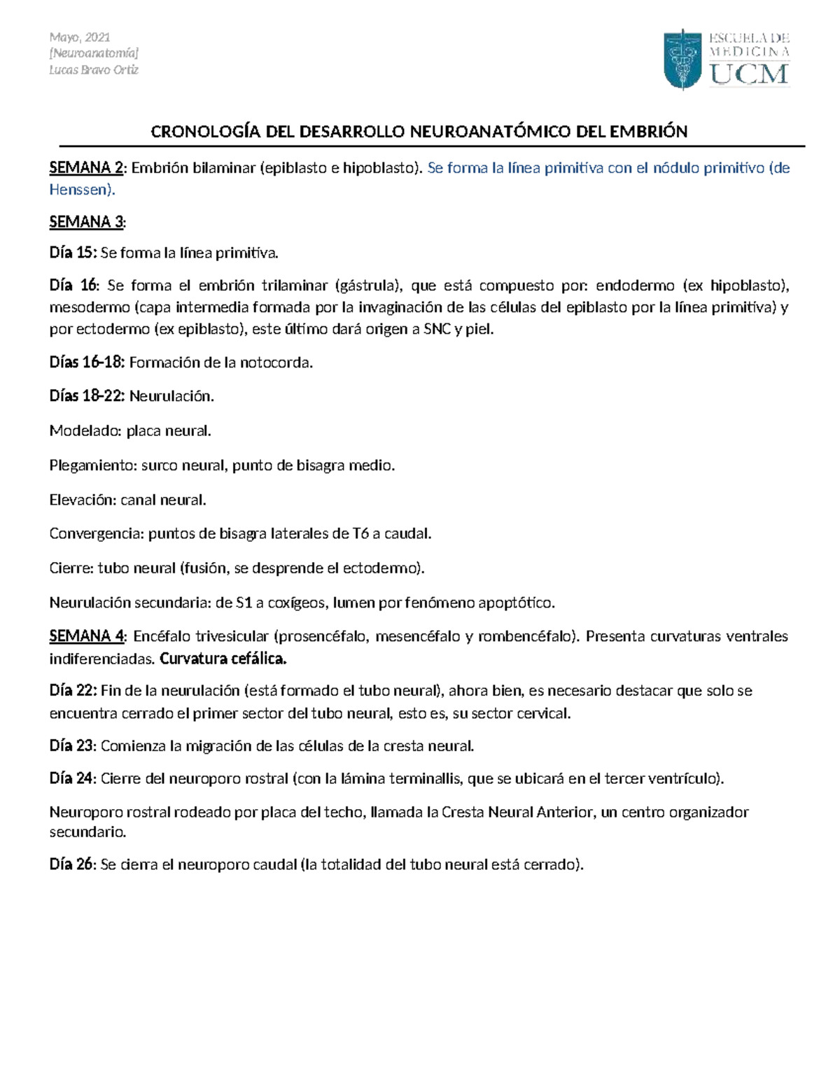 Neuroembriología - Mayo, 2021 [Neuroanatomía] Lucas Bravo Ortiz ...