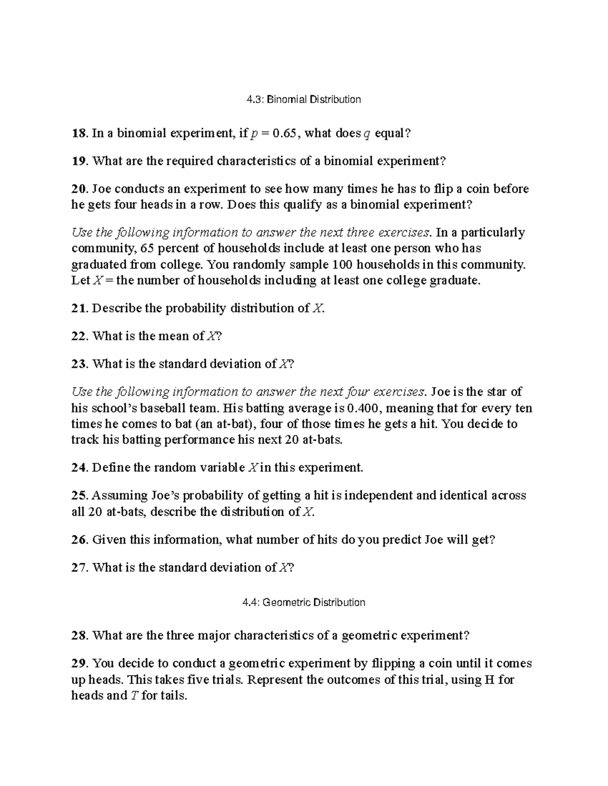 Stat 7 - Past exam - example - 4: Binomial Distribution In a binomial ...