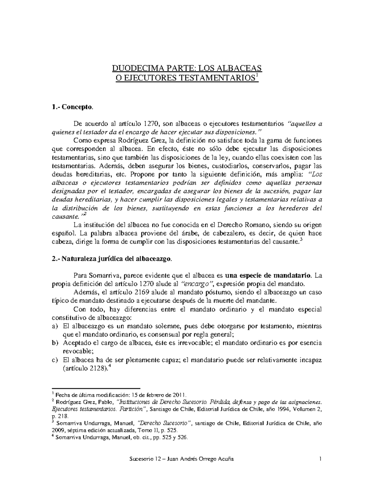 Sucesorio 12 (Albaceas) - DUODECIMA PARTE: LOS ALBACEAS O EJECUTORES ...