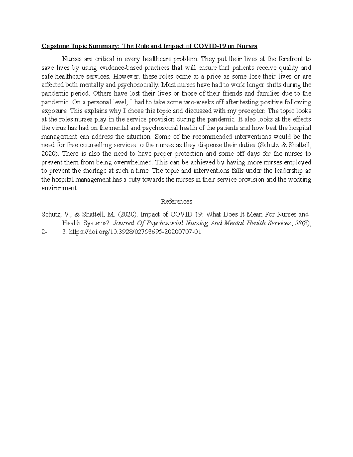 Capstone Topic Summary - They put their lives at the forefront to save ...