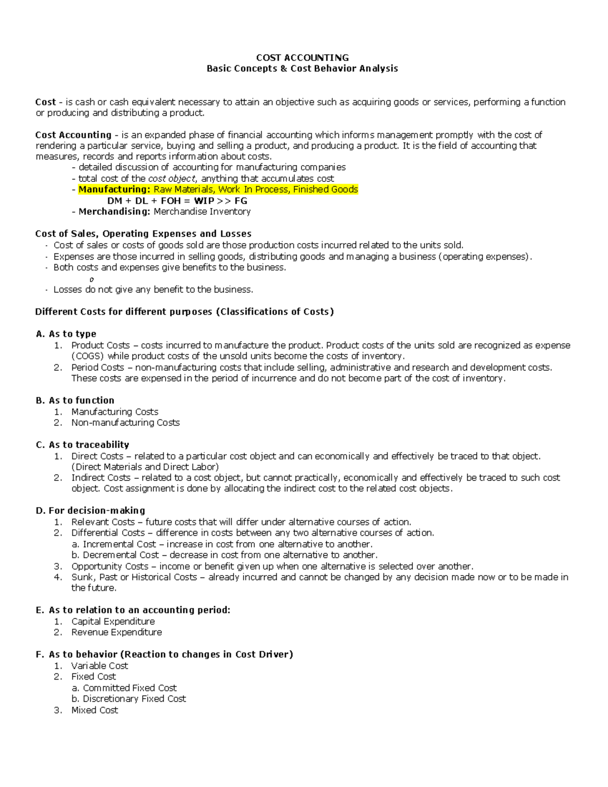 Module 1-Basic Concepts - Management Accounting - CHMSC - Studocu