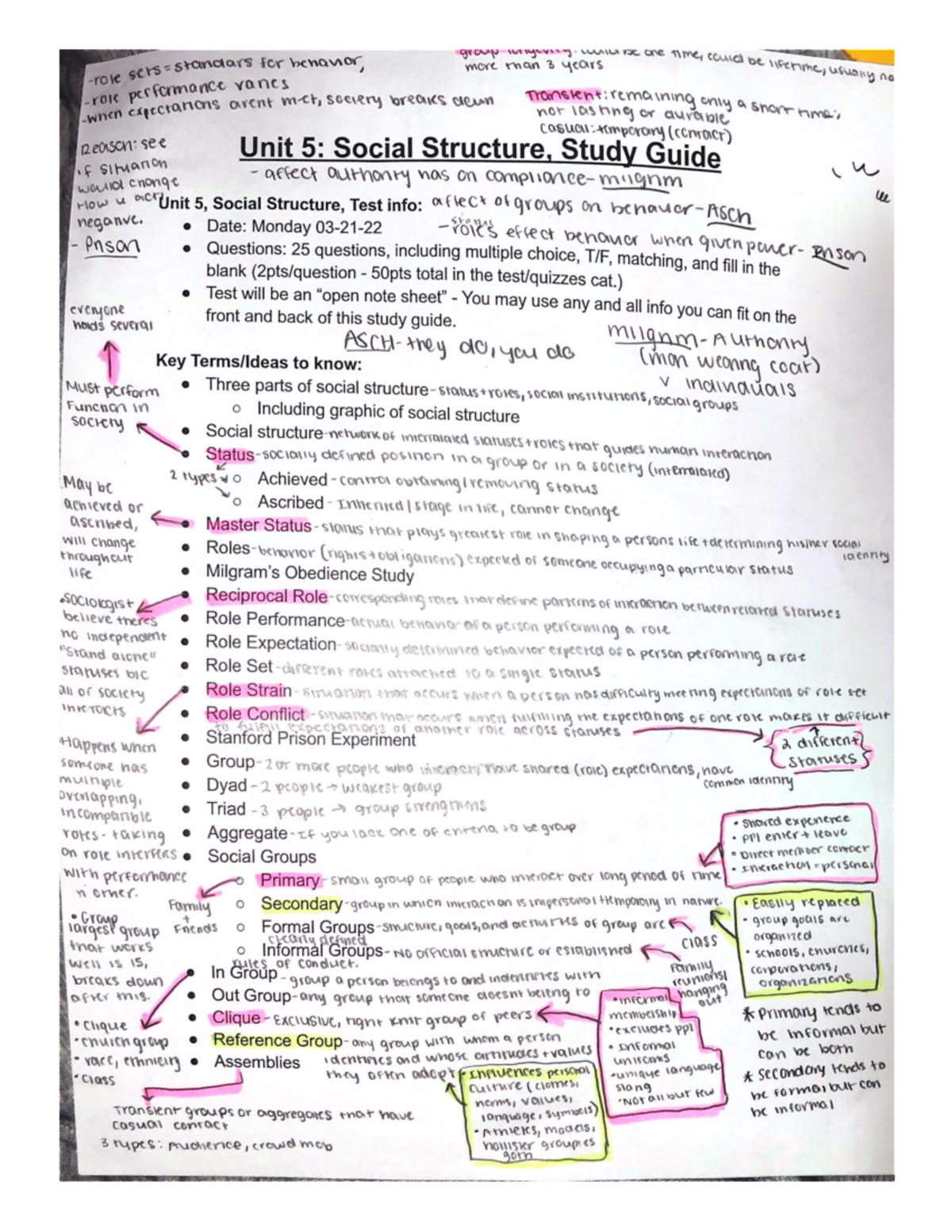 Unit 5 Social Structure, Study Guide - AFST1004 - Virginia Tech - Studocu