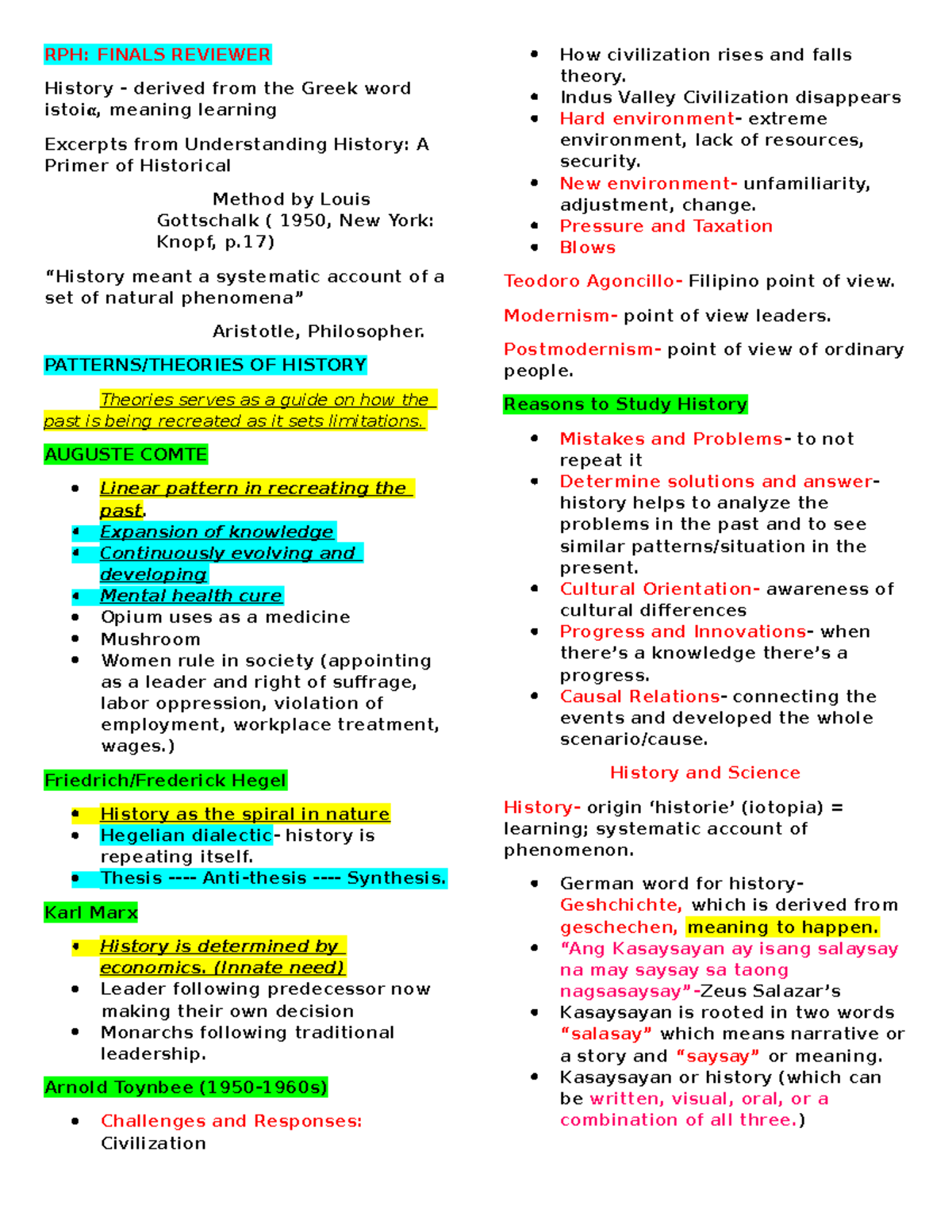 RPH Reviewer - RPH: FINALS REVIEWER History - derived from the Greek ...