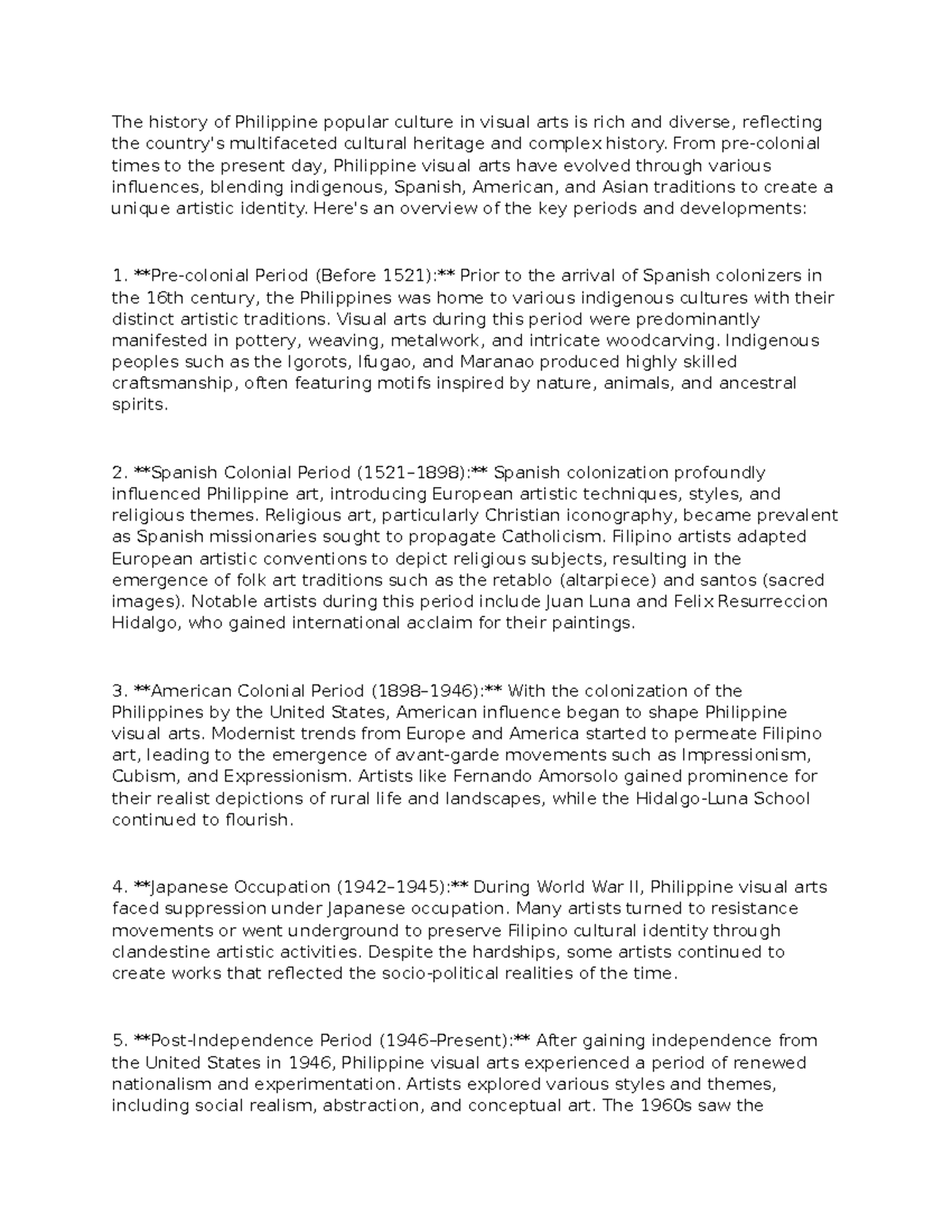 History of Visual Arts in PH - The history of Philippine popular ...