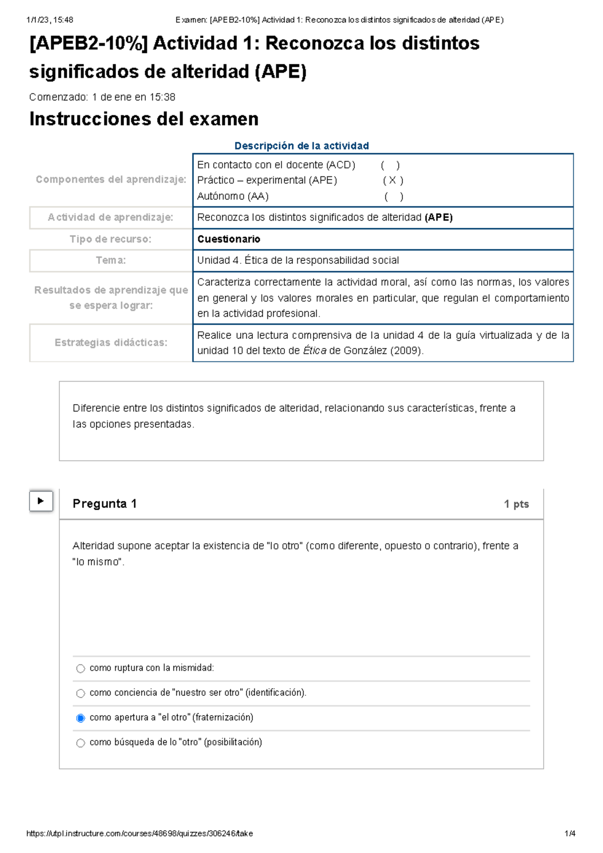 Examen [APEB 2-10%] Actividad 1 Reconozca los distintos significados de ...