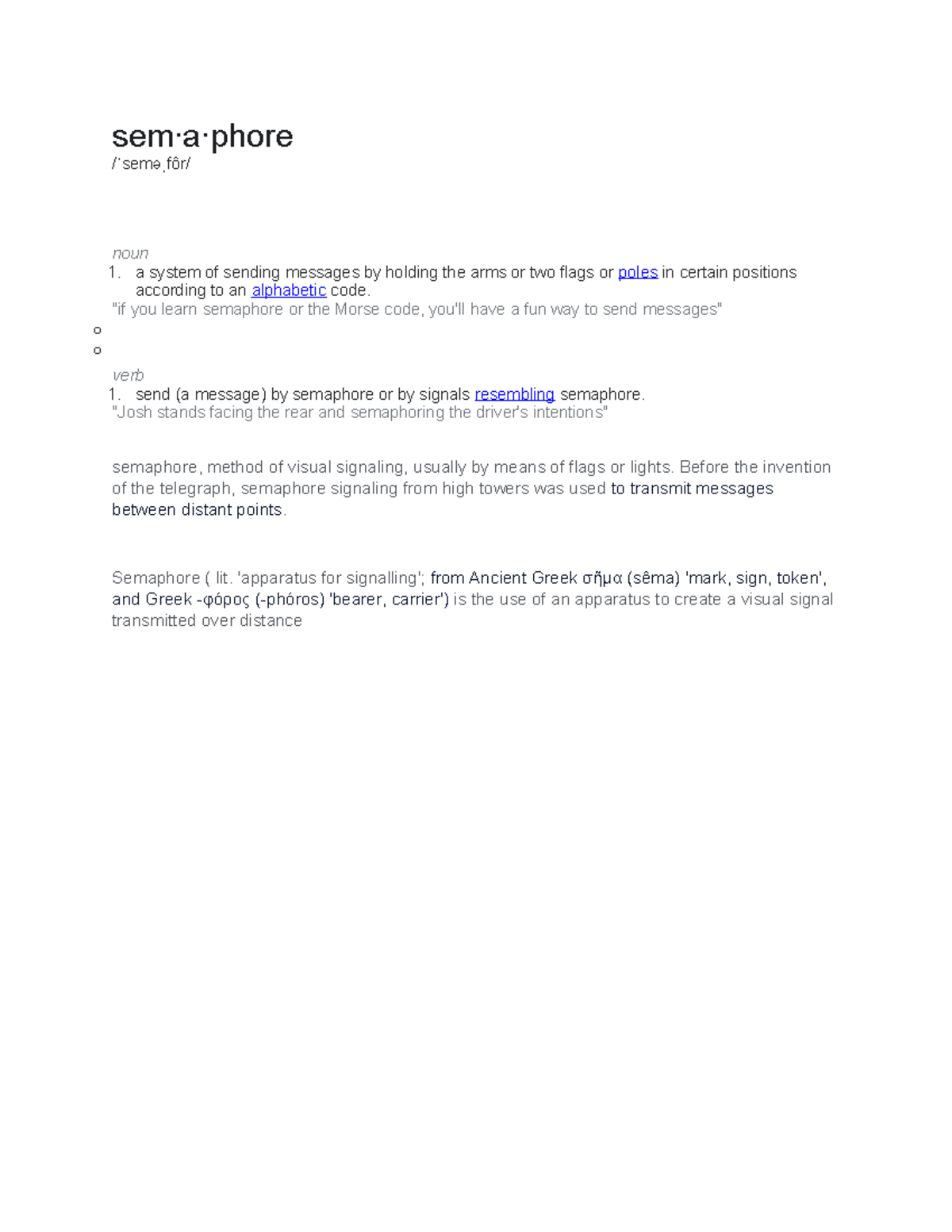 Semaphore - BSP MATERIALS - sem·a·phore / semə fôr/ˈ ˌ noun 1. a system ...