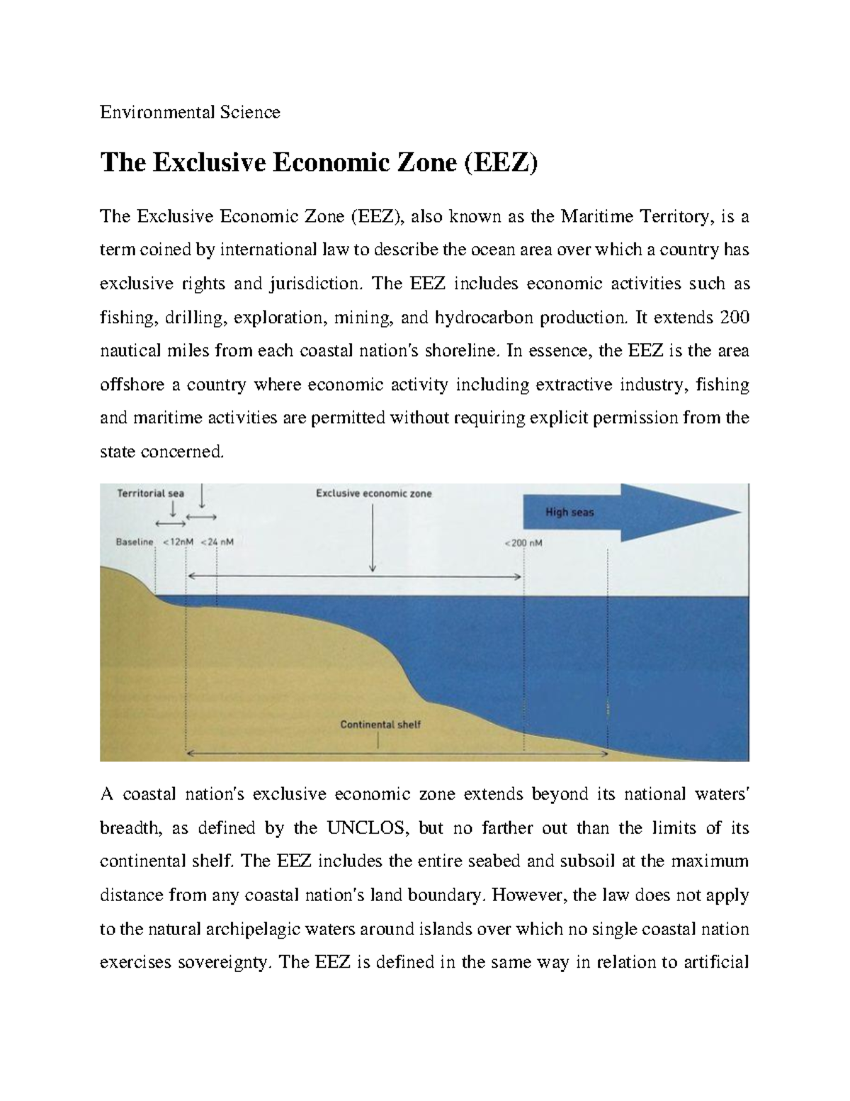 The Exclusive Economic Zone (EEZ) - The EEZ includes economic ...