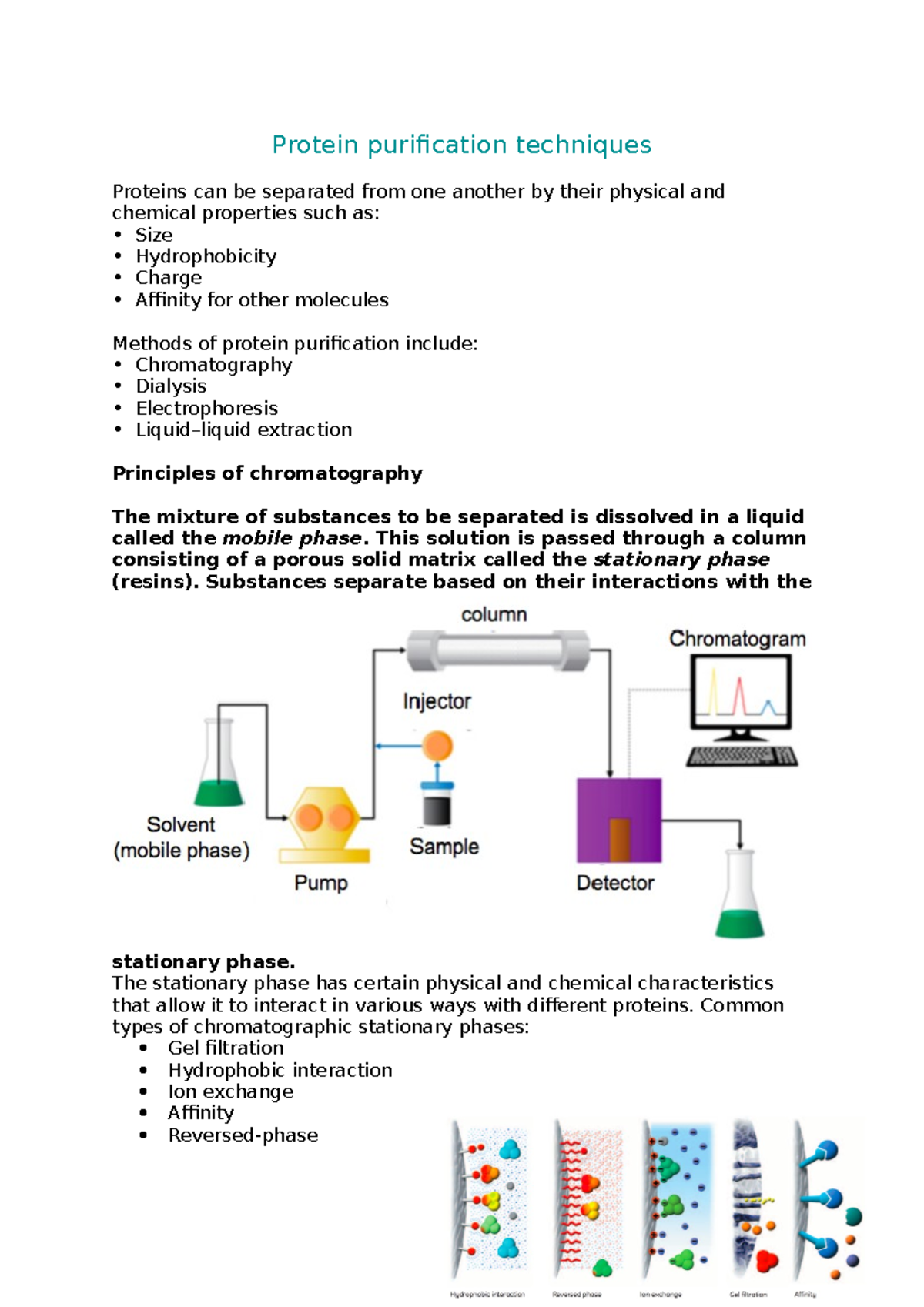 Week 3 Protein purification techniques - Protein purification ...